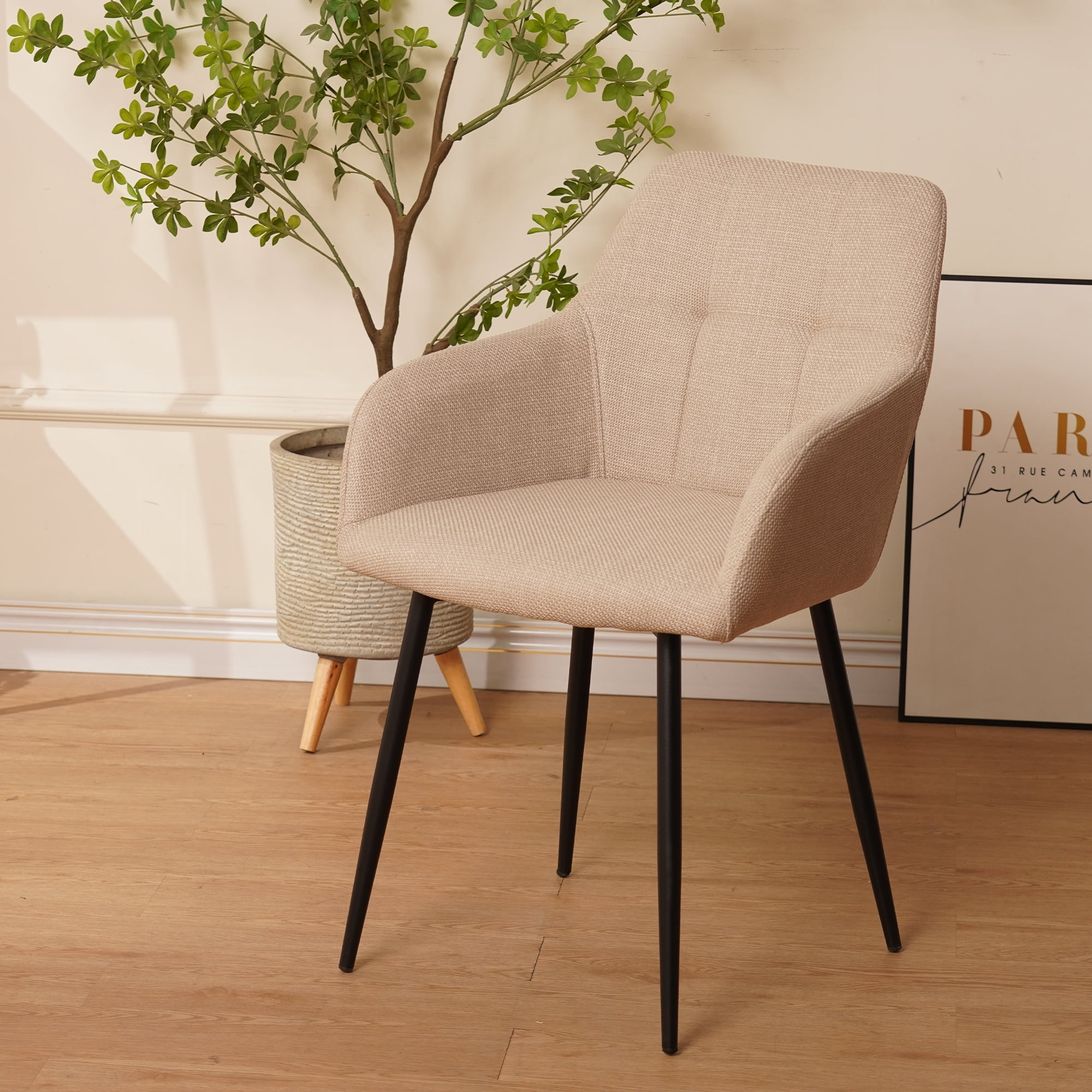 Dining Chair 2-Piece Set, Modern Padded Kitchen Chairs with Backrest ...