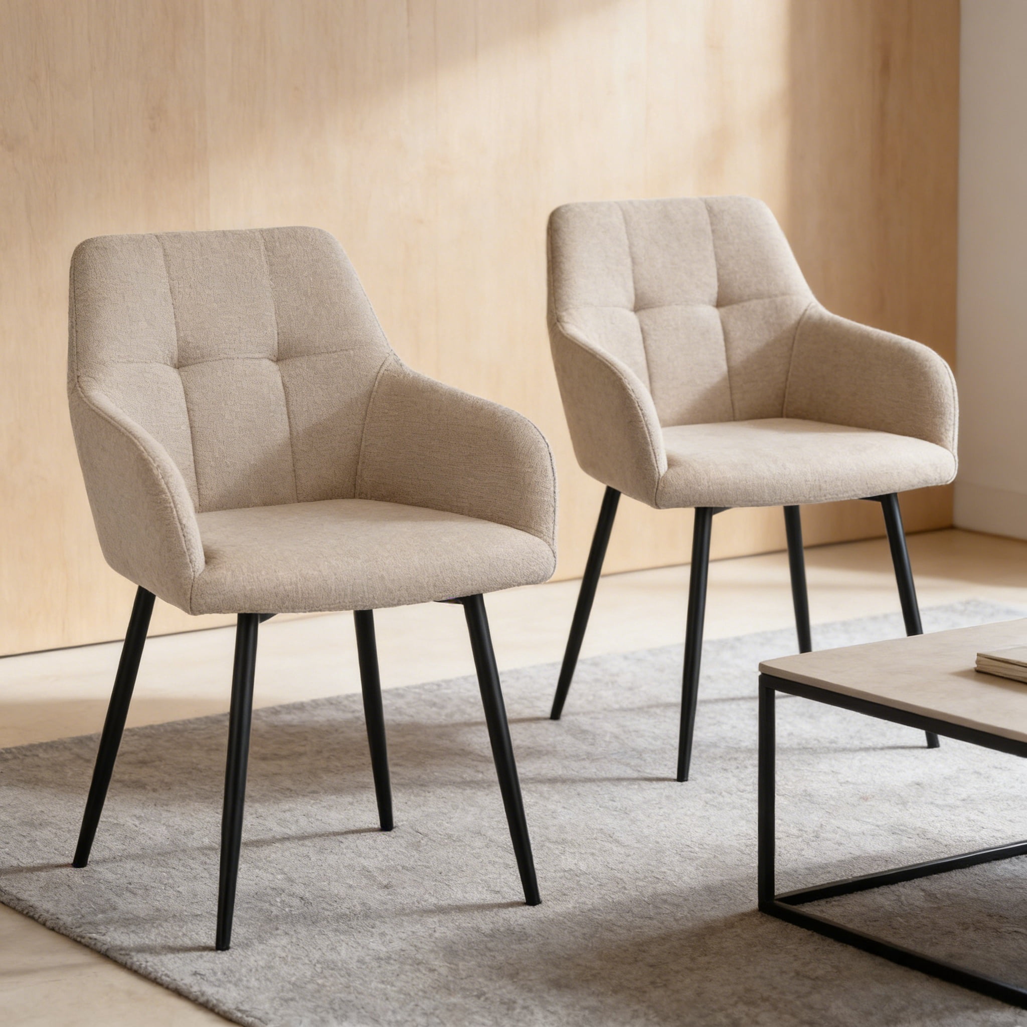Dining Chair 2-Piece Set, Modern Padded Kitchen Chairs with Backrest ...