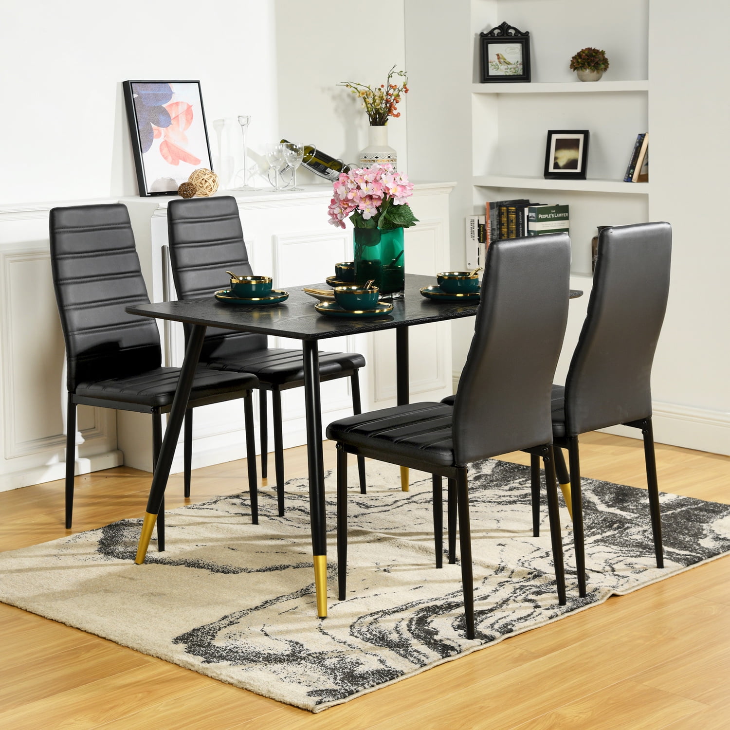 Dining Chair 4 Set Of, Ergonomic Armless High Back Comfort Seat, Sturdy ...