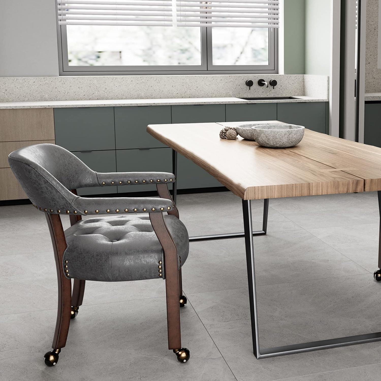 Dining Chair with Casters Captain's Chairs with Rollers Dinette Sets ...