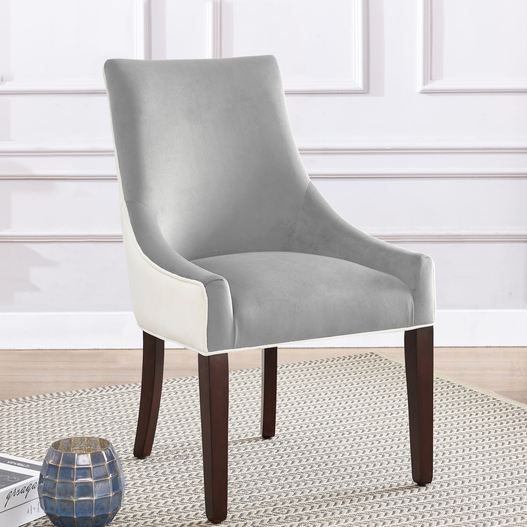 Dining Chair | Classic Design, Comfortable Seating | Two - Tone Polyester Fabric | Floor Glides ...