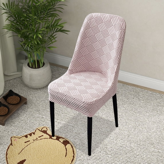 Dining Chair Cover, Half-Round Elastic Flock Slipcover, 15.75 x 19.69 ...