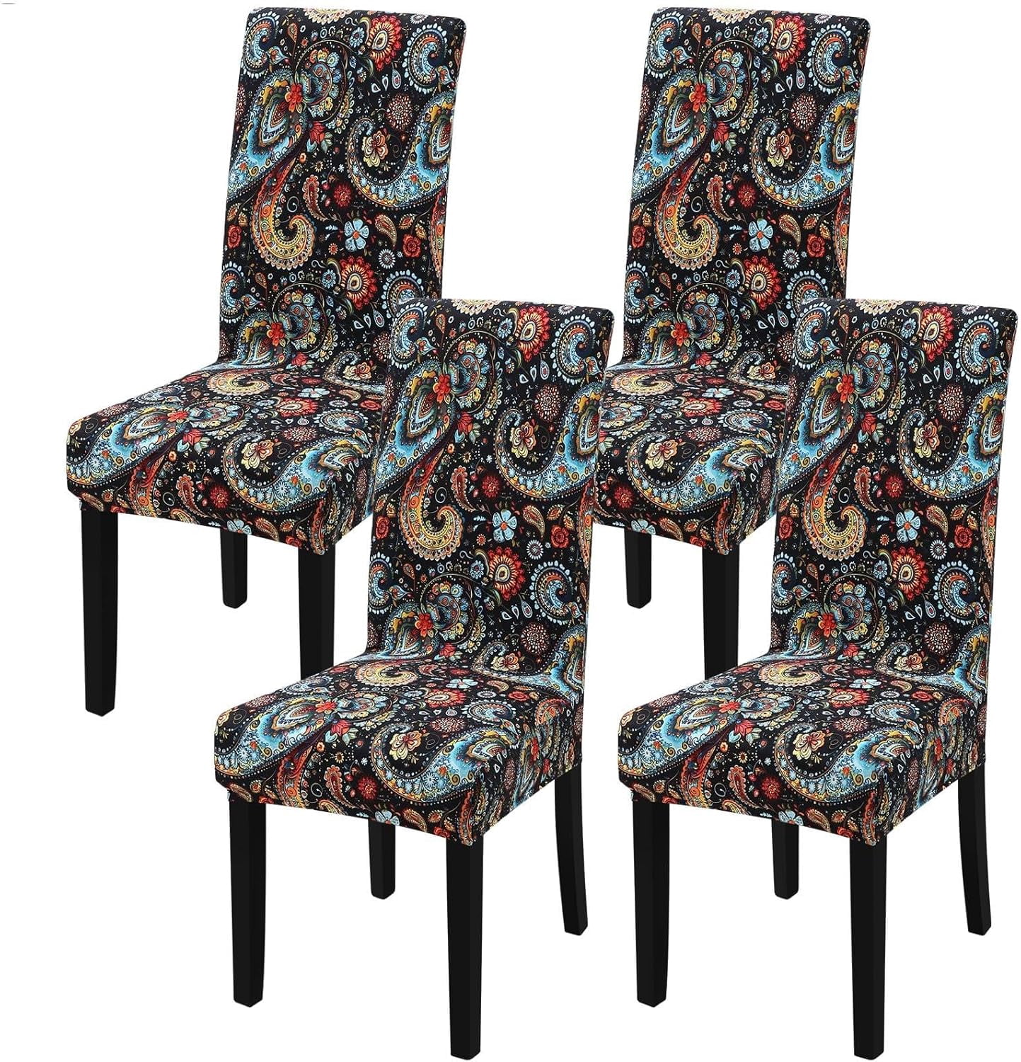 Dining Chair Covers 4 Pcs, Stretch Dining Room Chair Cover Removable ...