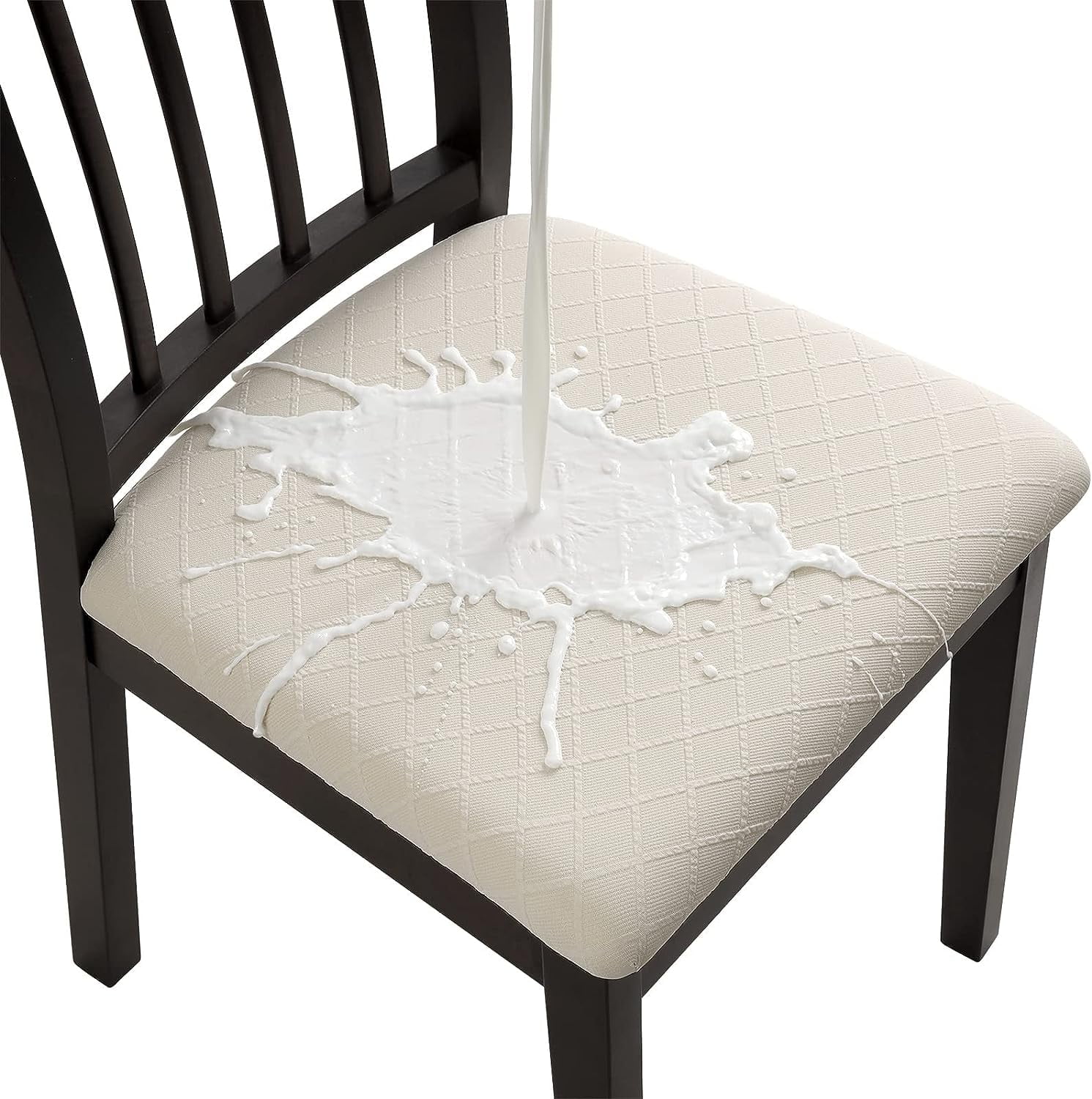 Dining Chair Covers, 6 Pack Waterproof Seat Cushion Covers, Stretch Jacquard Chair Seat Covers ...