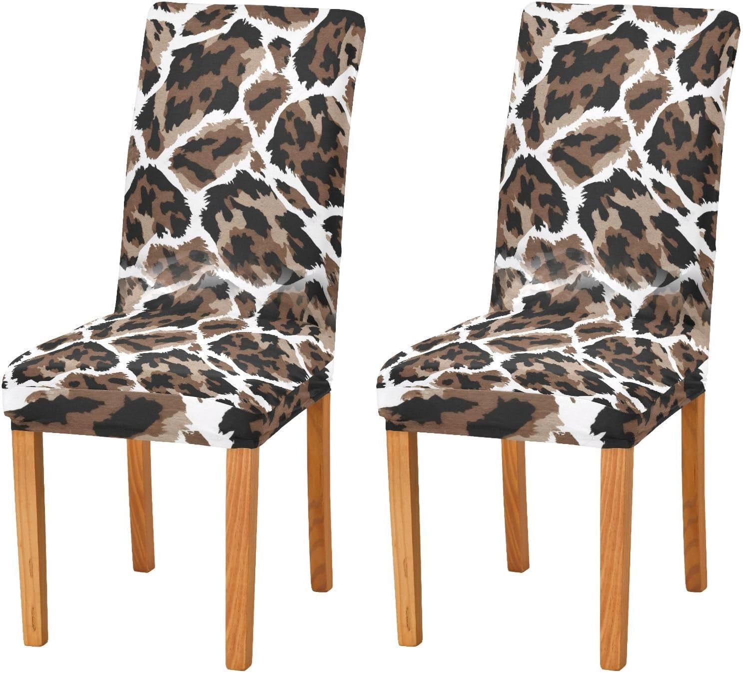Dining Chair Covers Leopard Print Chair Slipcovers Washable Removable ...