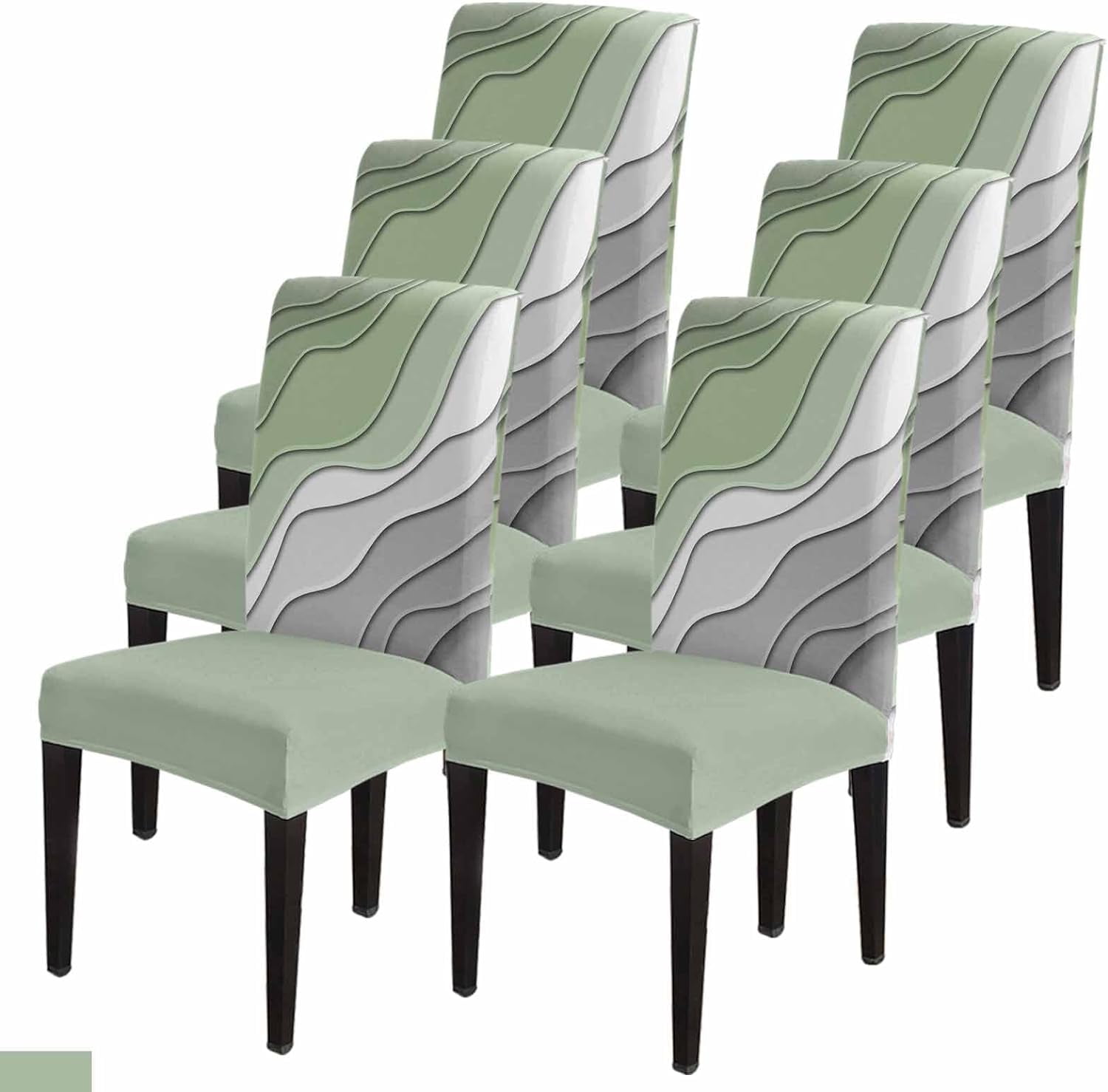 Dining Chair Covers, Sage Green Ombre Boho Geometric Modern Stretch ...