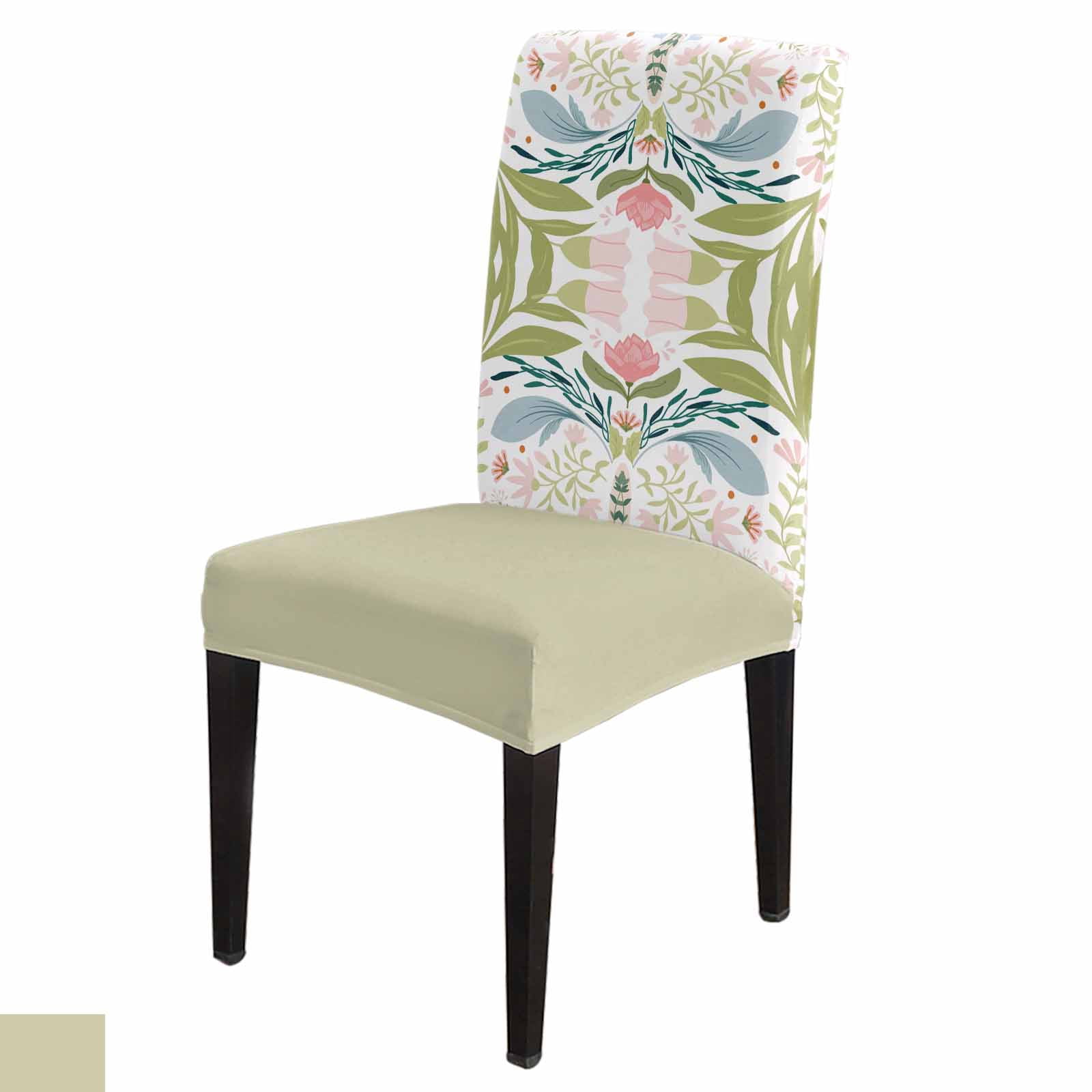 Dining Chair Covers Set of 8 Retro Flower Pink Blue Green Floral ...