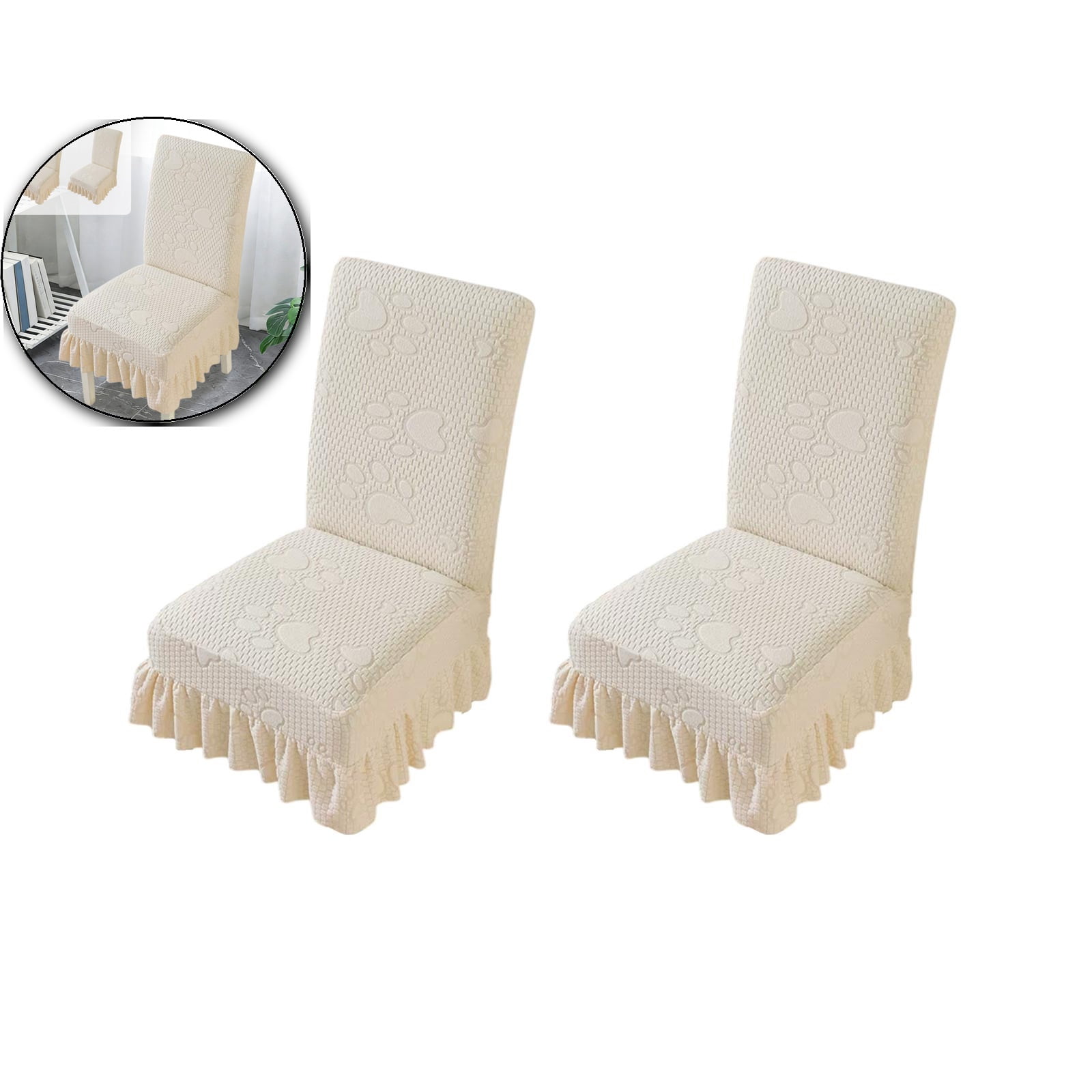 Dining Chair Covers of 2 Stretch Chair Slipcover with Skirt Chair ...