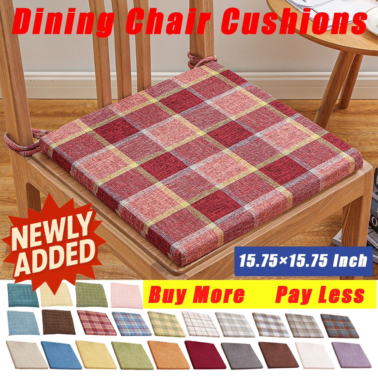 Dining Chair Cushions,Comfortable 15.7"x15.7" Seat Cushion,Soft Linen ...