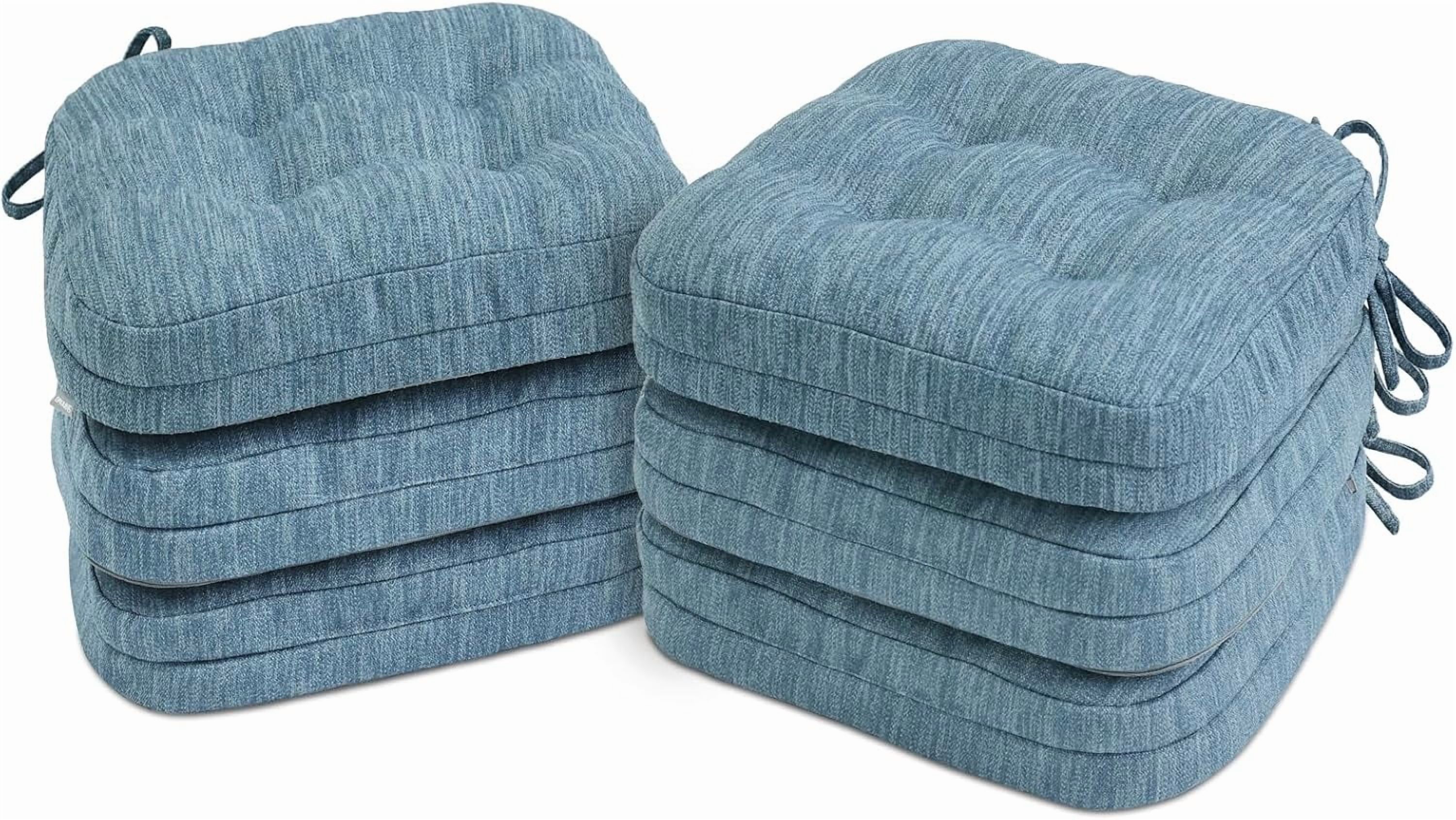 Dining Chair Cushions Set of 6, Dual-Layer Memory Foam Kitchen Chair ...