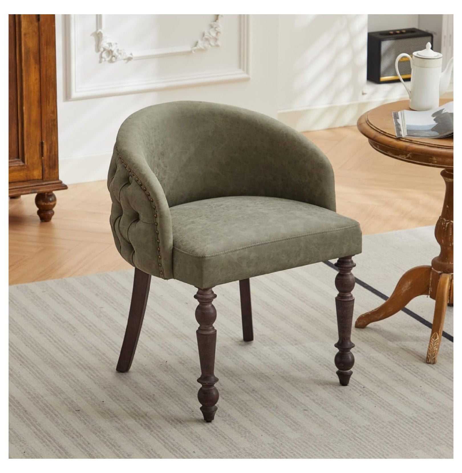 Dining Chair,Kitchen Chairs Hand-Pulled Buckle Decoration PU Dining ...