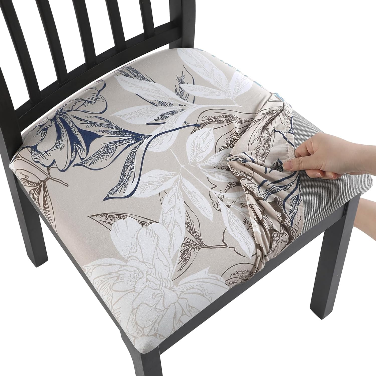 Dining Chair Seat Covers Set of 4, Stretch Printed Seat Covers for ...