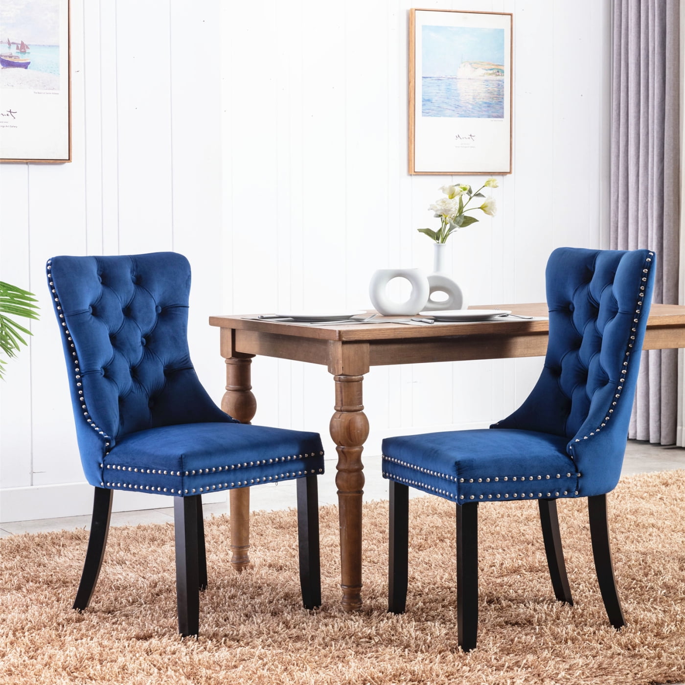Dining Chair Set of 2 , Modern High-End Button Tufting Upholstered ...