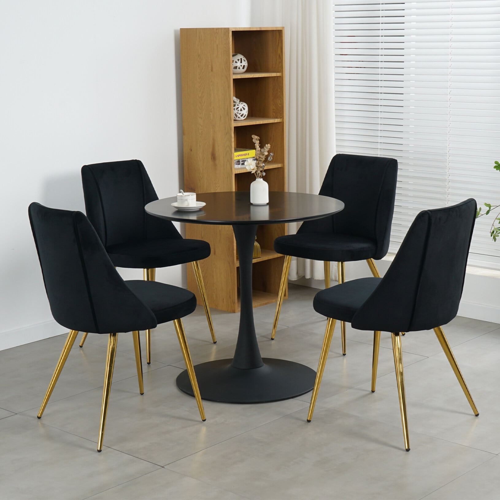 Dining Chair Set of 4, Modern Velvet Kitchen & Dining Room Chair with ...