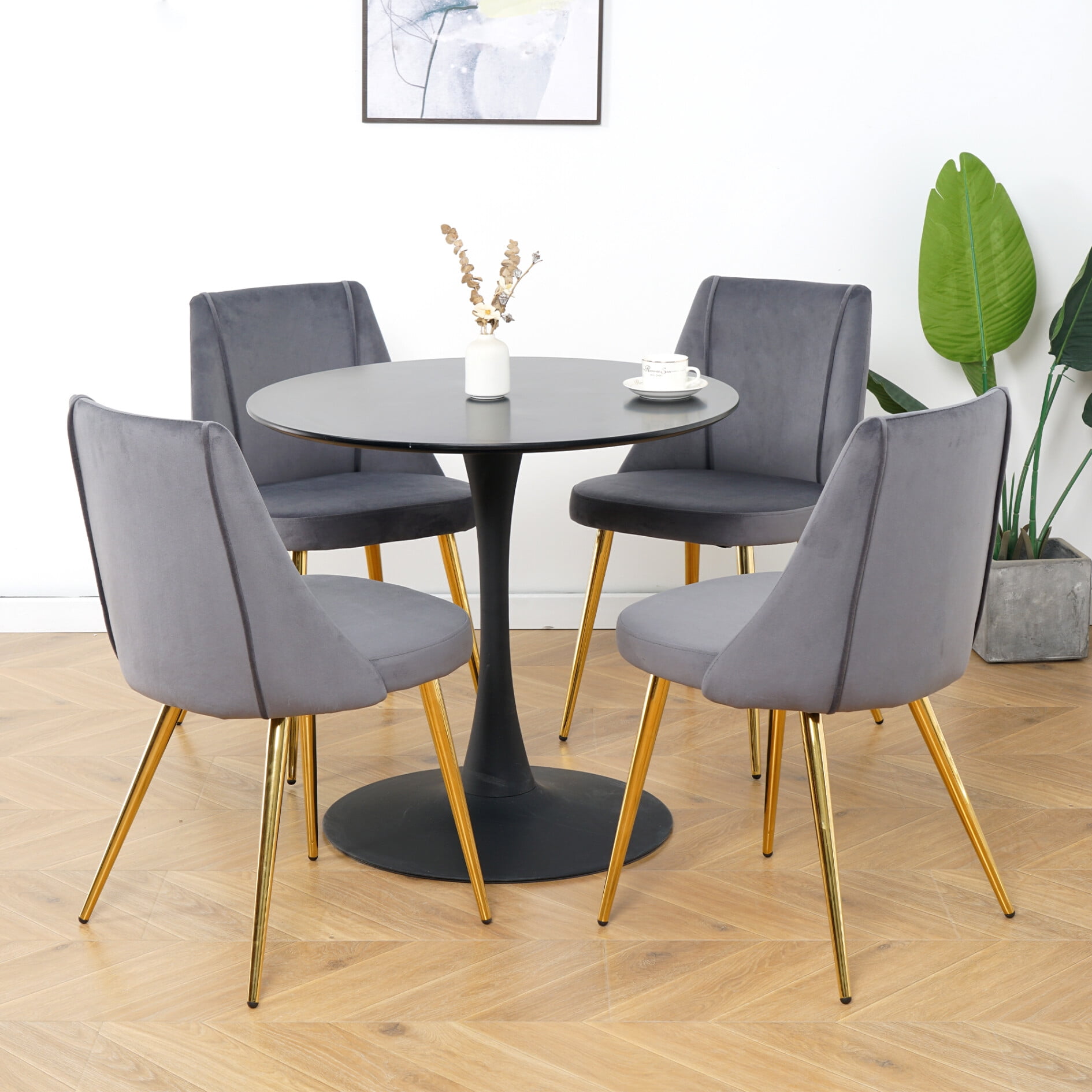 Dining Chair Set of 4, Modern Velvet Kitchen & Dining Room Chair with ...