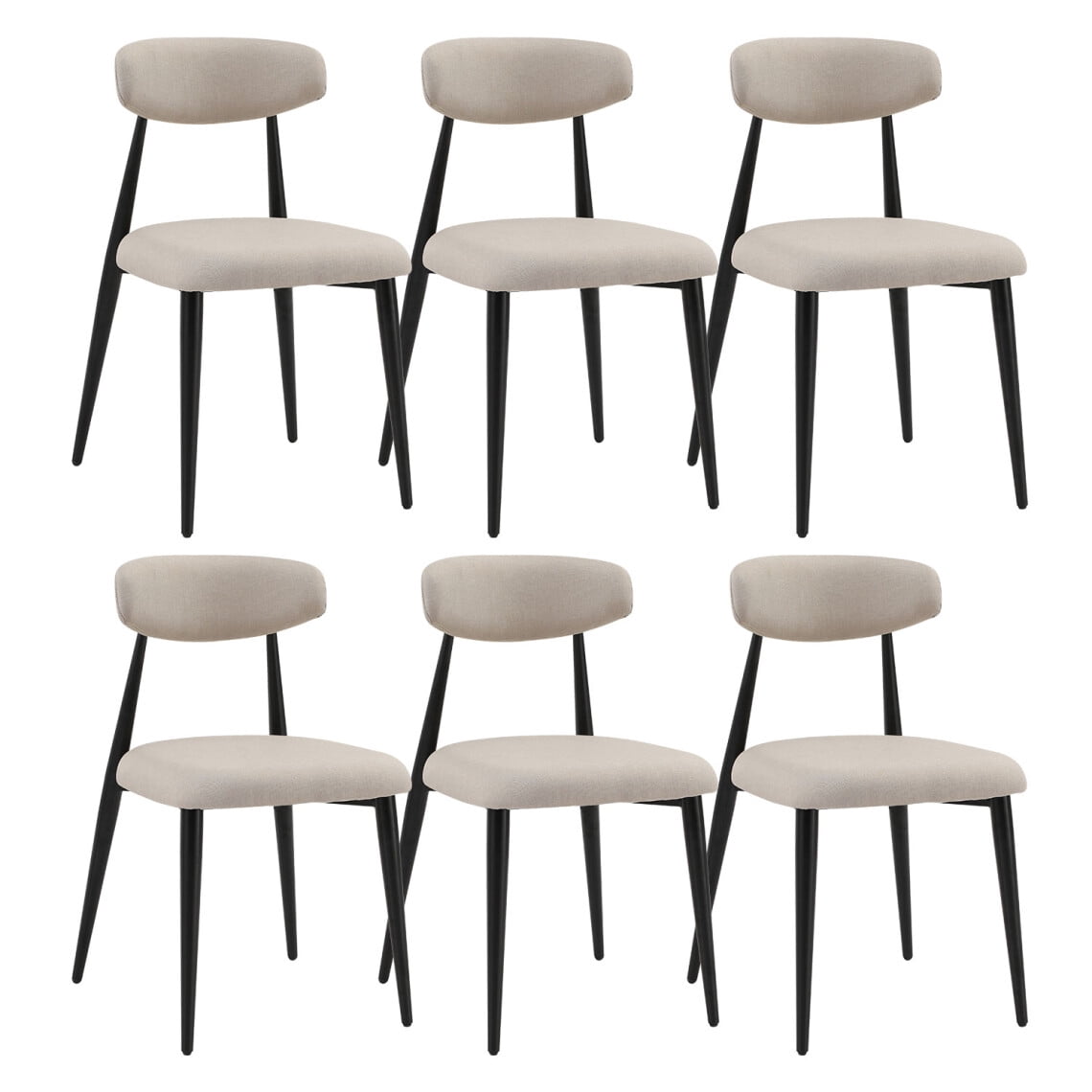Walmart Mid-Century Dining Chair Set of 6, Upholstered with Metal Legs ...