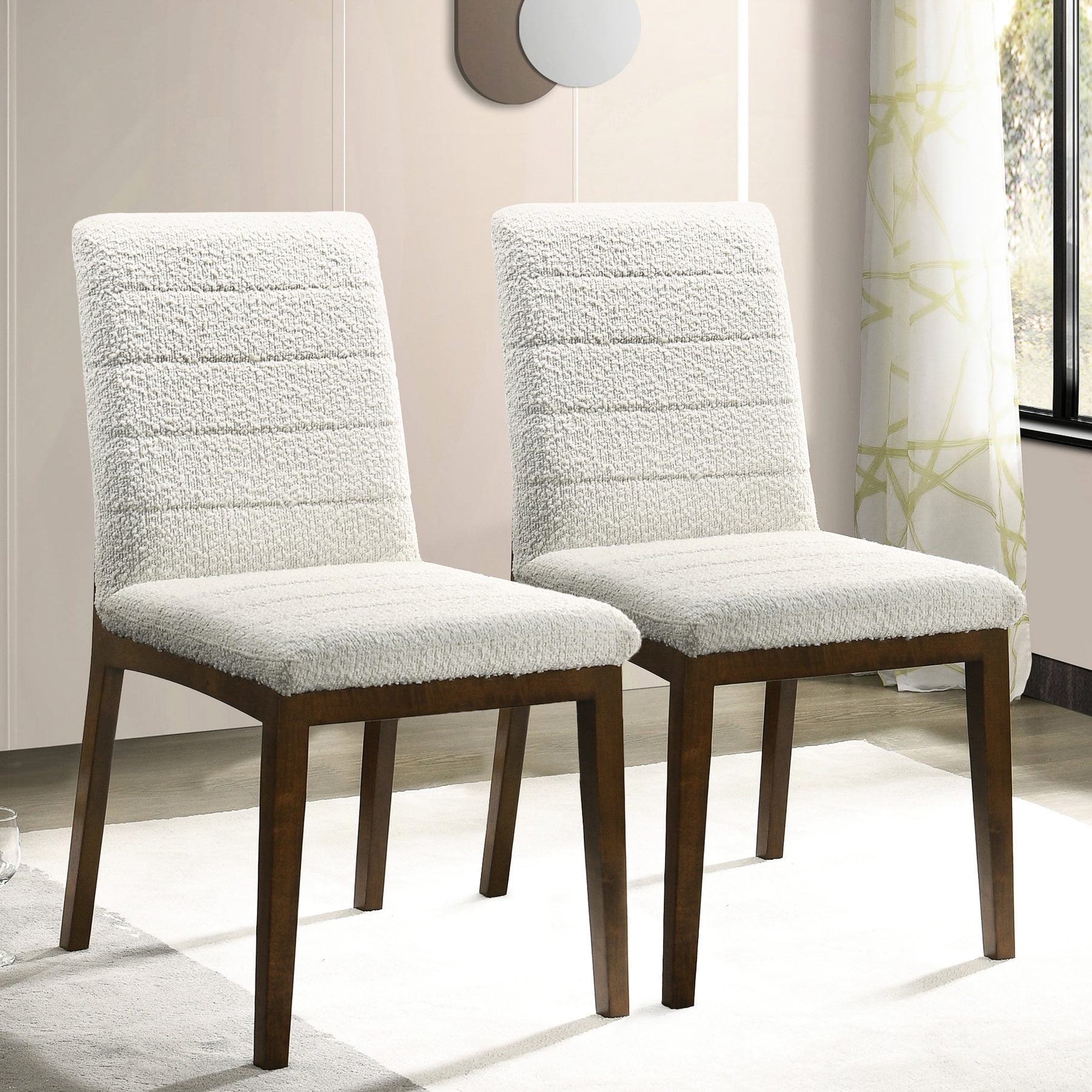Dining Chair Set | Perfect for Dining and Living Areas | White Boucle ...