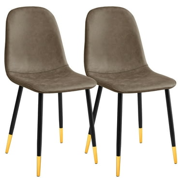 FurnitureR Set of 4 Kitchen Dining Chairs, Mid-Century Modern Brown ...