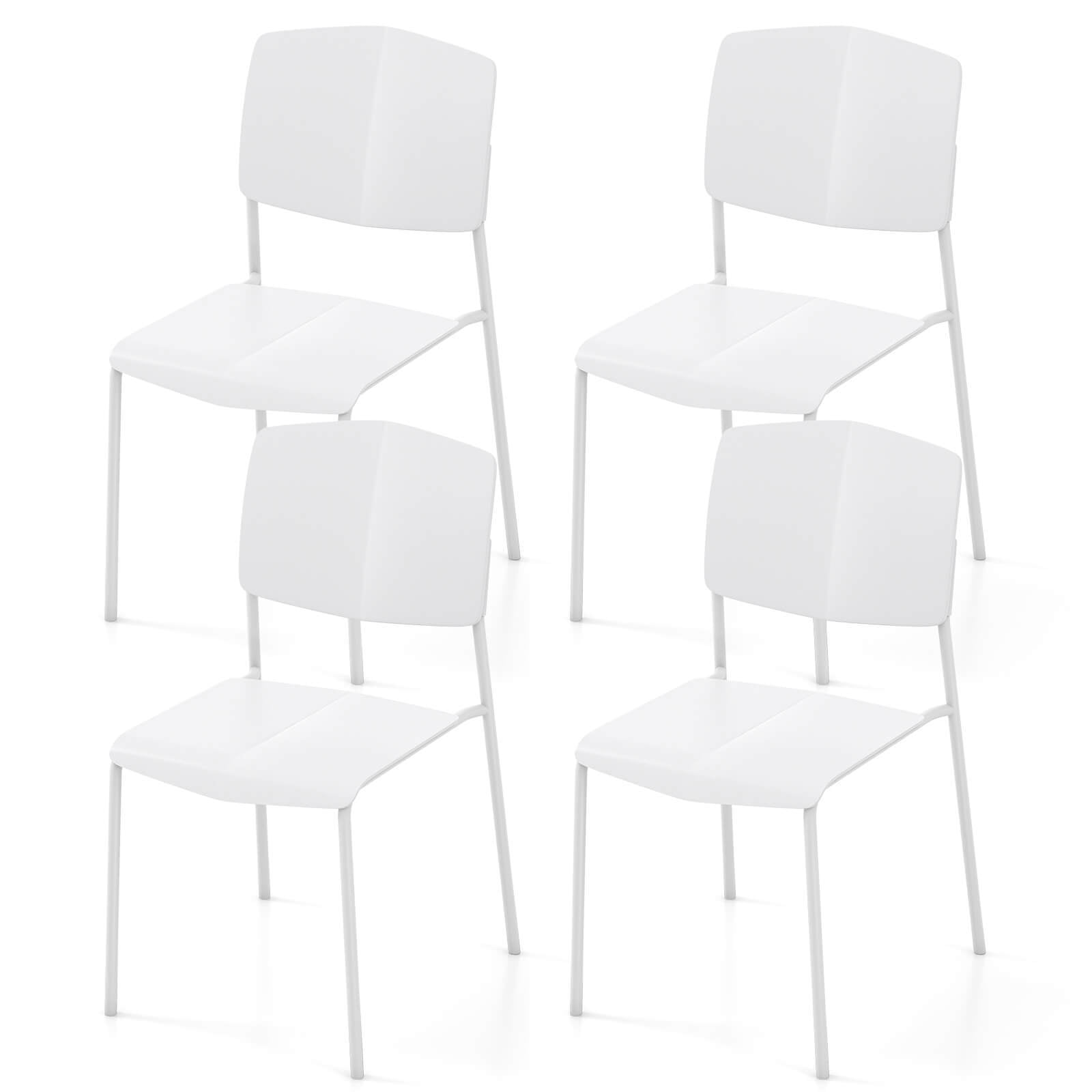 Dining Chair Set of 4 w/Ergonomic Backrest & Wide Seat Stackable ...
