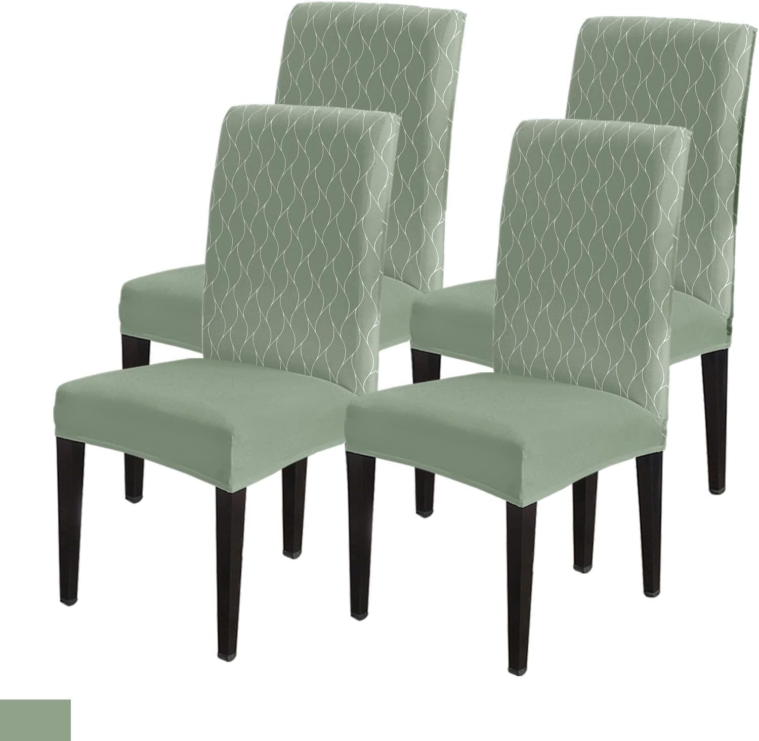 Dining Chair Slipcover, Farmhouse Decoration Sage Green Geometric ...