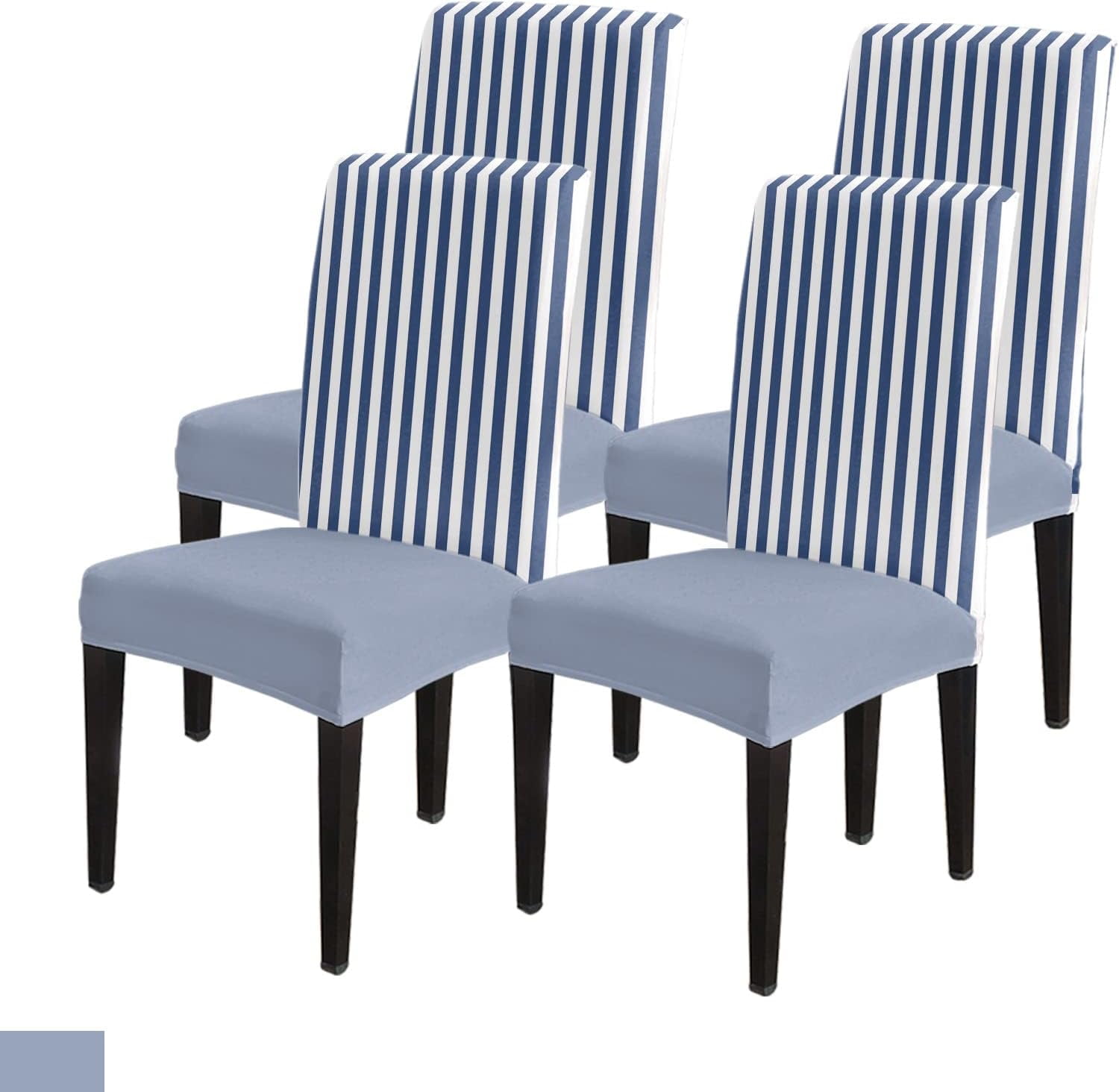 Dining Chair Slipcover, Navy Blue and White Stripe Stretch Kitchen ...
