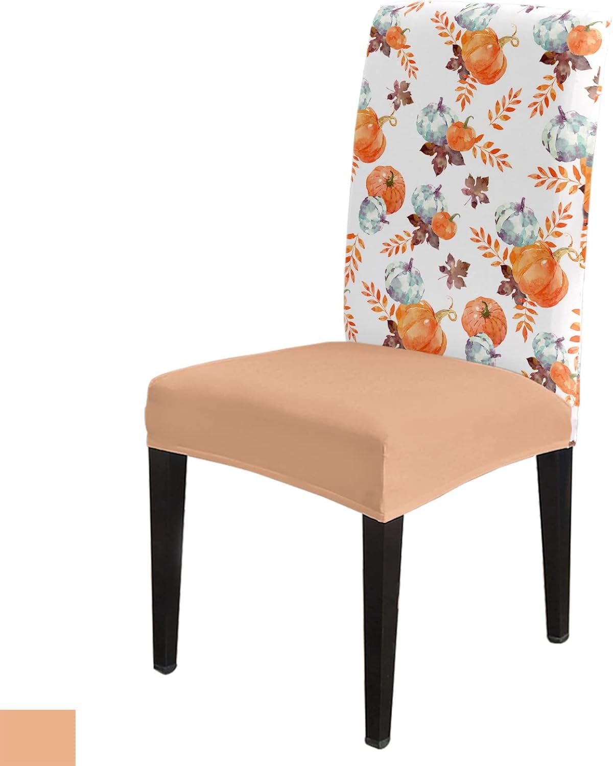 Dining Chair Slipcover, Thanksgiving Fall Blue Orange Pumpkin Maple ...