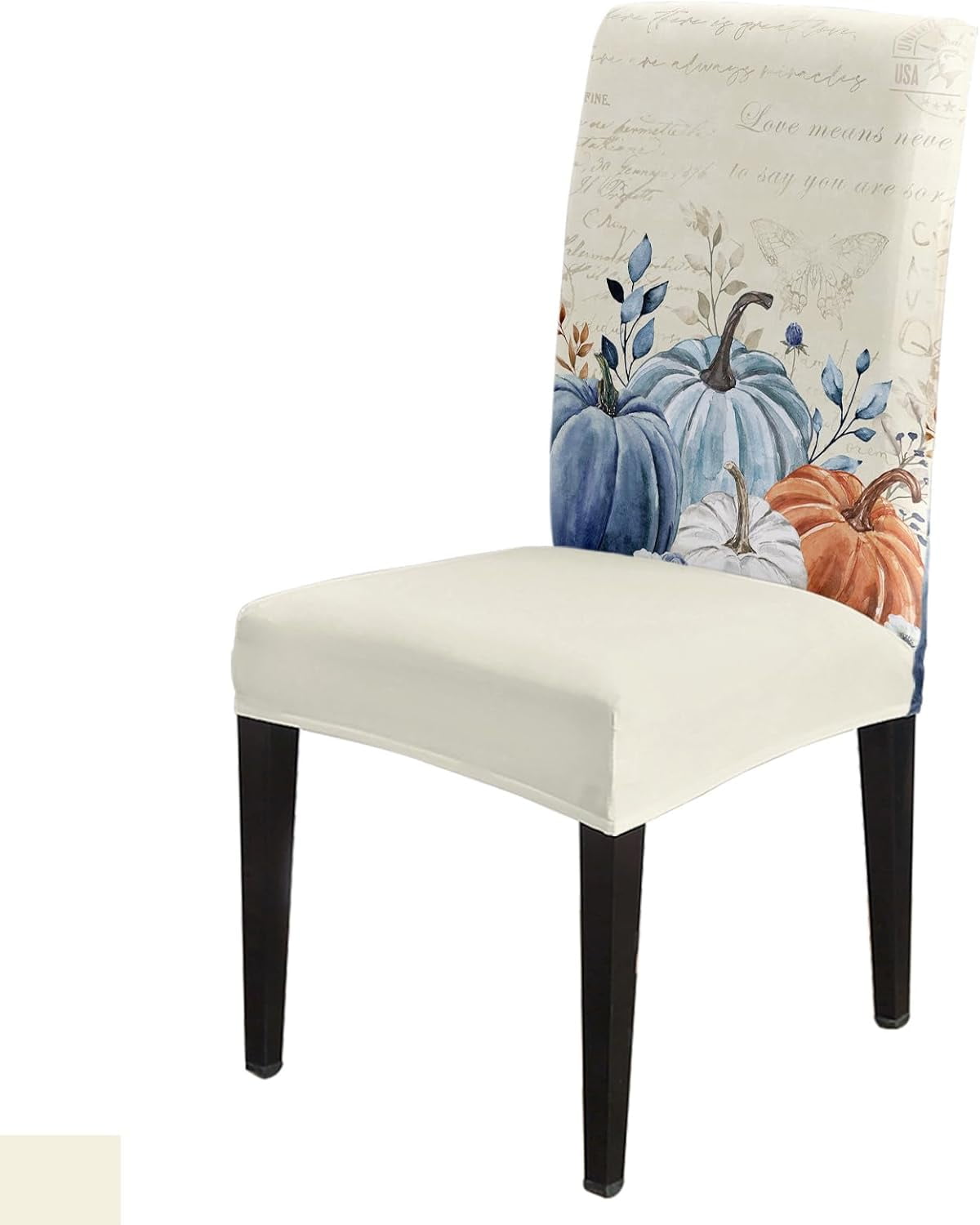 Dining Chair Slipcover, Thanksgiving Pumpkin Fall Eucalyptus Leaf ...