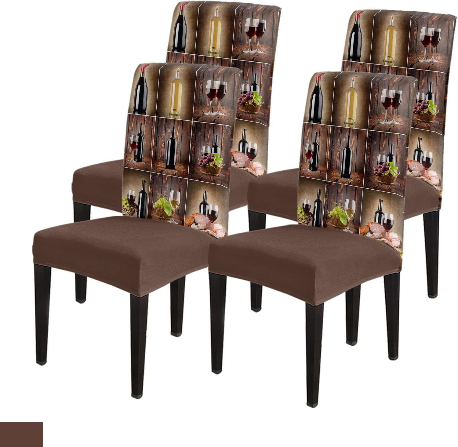 Dining Chair Slipcover, Wine Bottle Sticker Red Wine Glass Grape Farm ...