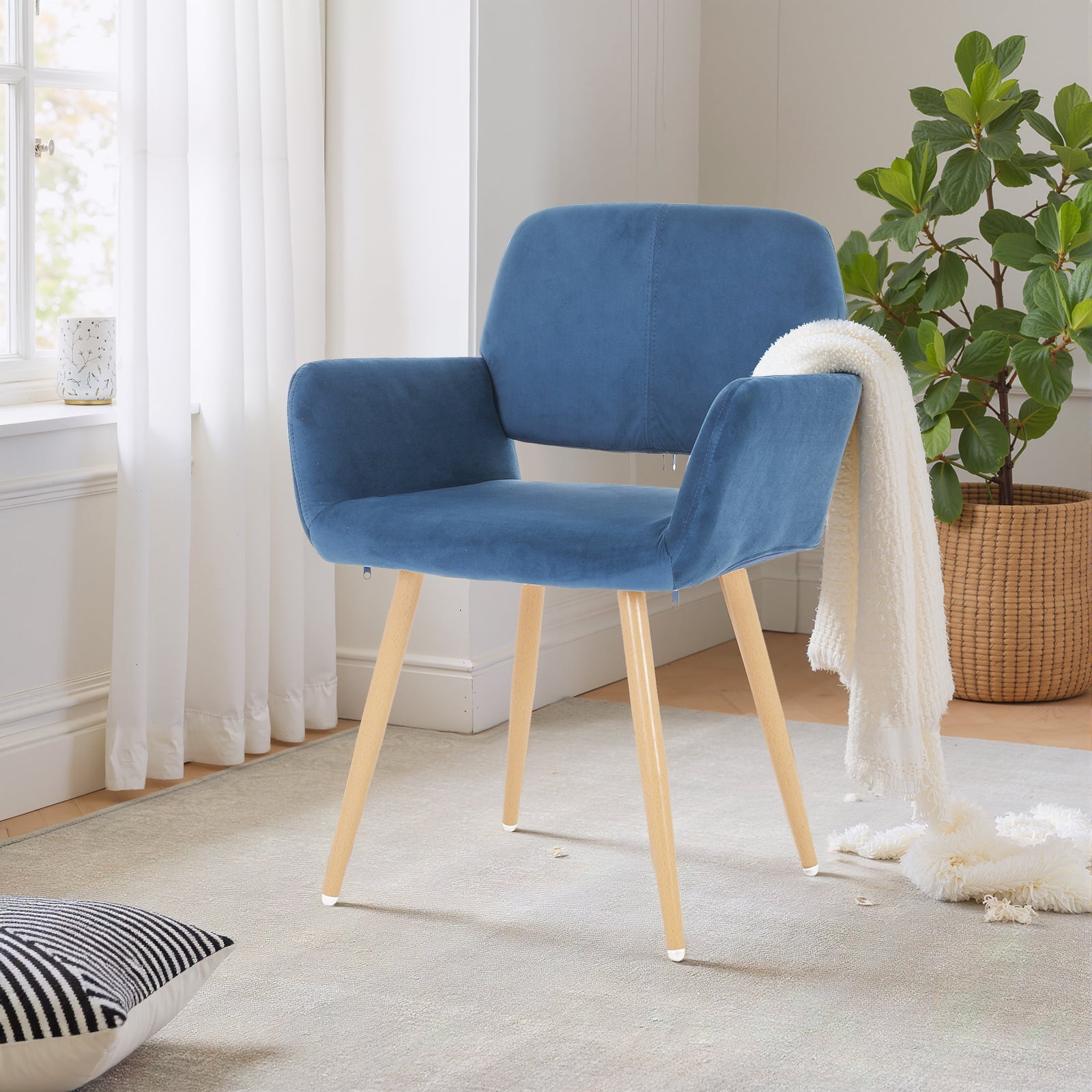 Dining Chair, Small Velvet Vanity Arm Chair for Bedroom,Living Room ...