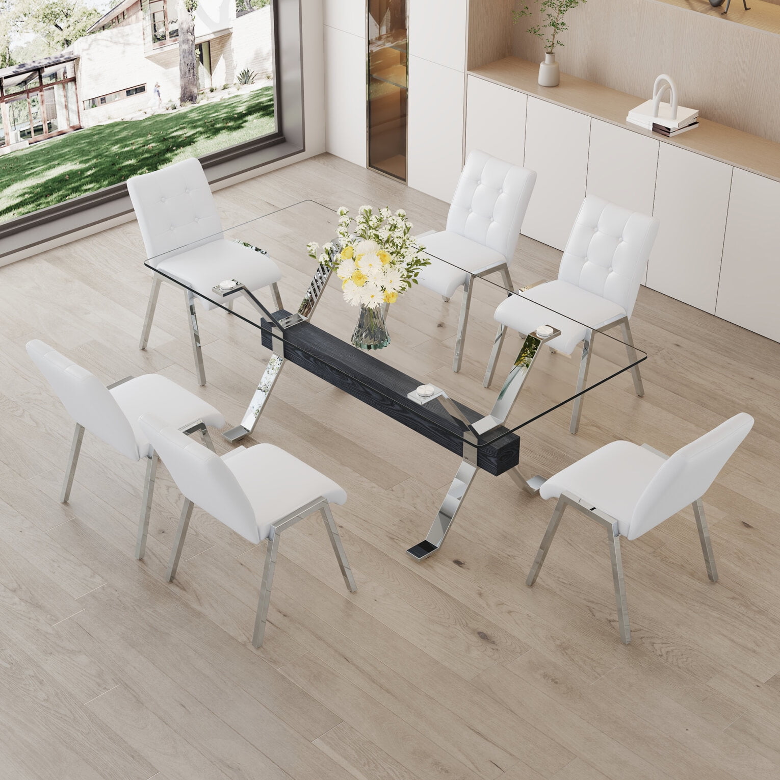 Dining Chair with Table Set, Kitchen Chair with Silver Metal Leg, Non ...