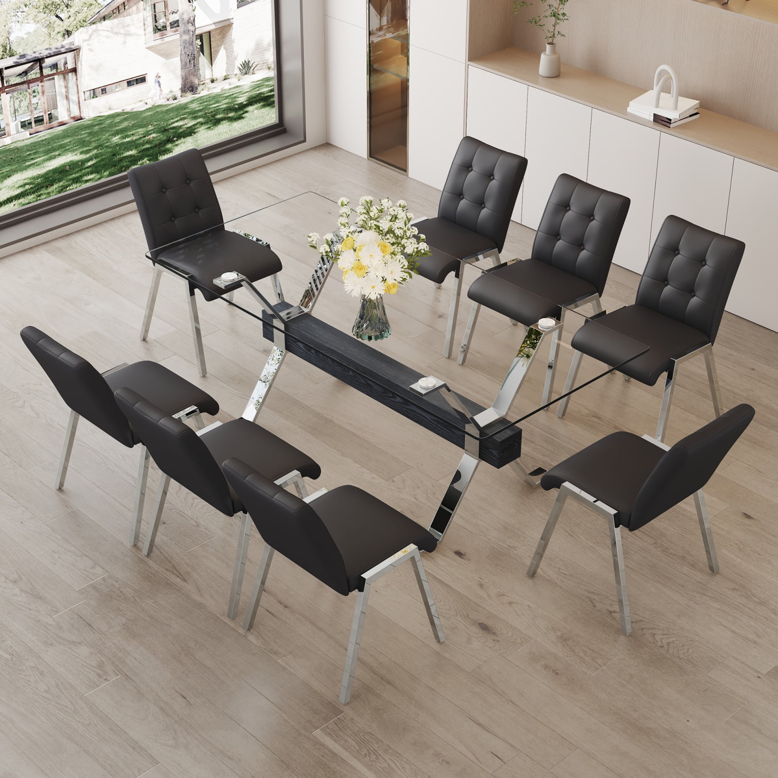 Dining Chair with Table Set, Kitchen Chair with Silver Metal Leg, Non ...