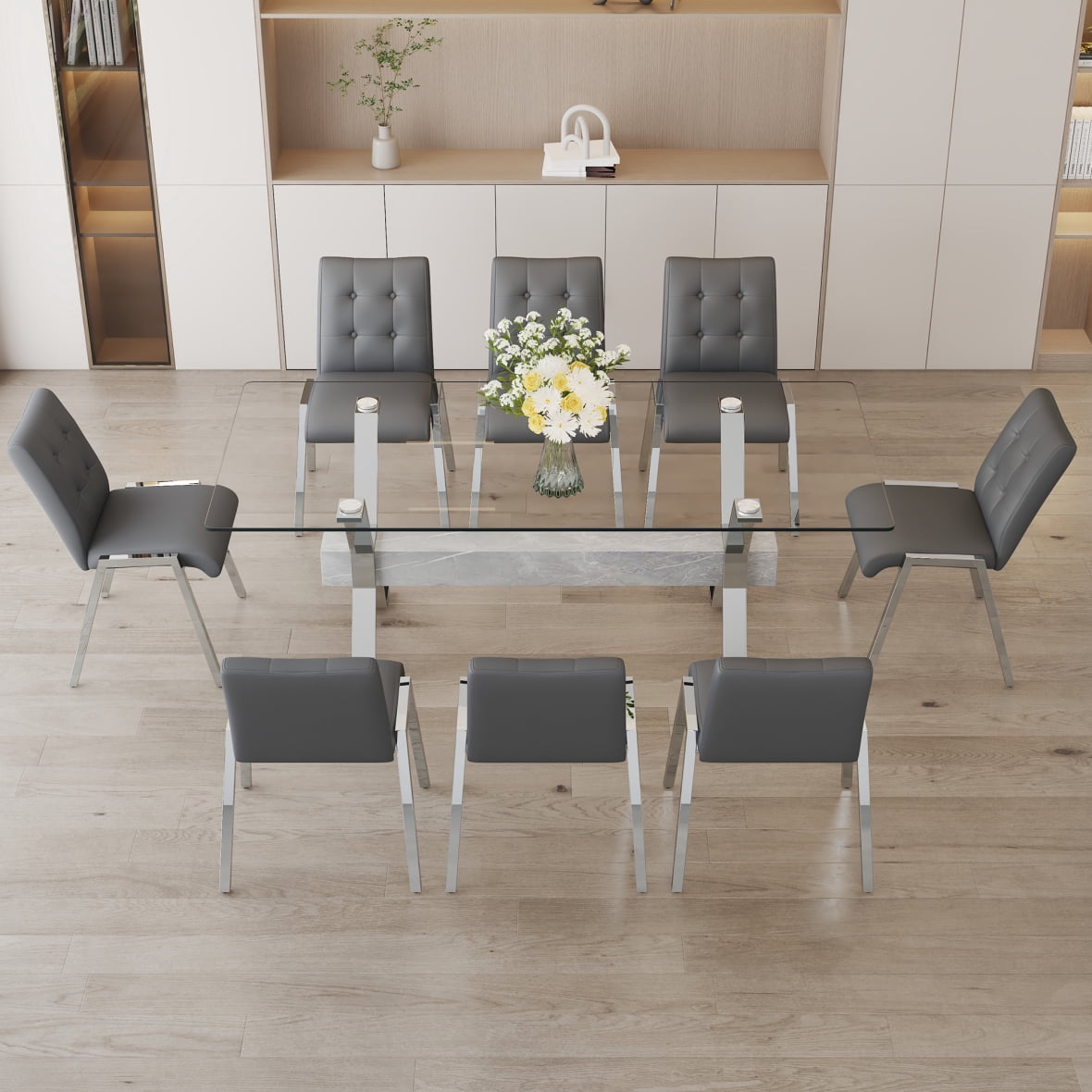 Dining Chair with Table Set, Kitchen Chair with Silver Metal Leg, Non ...