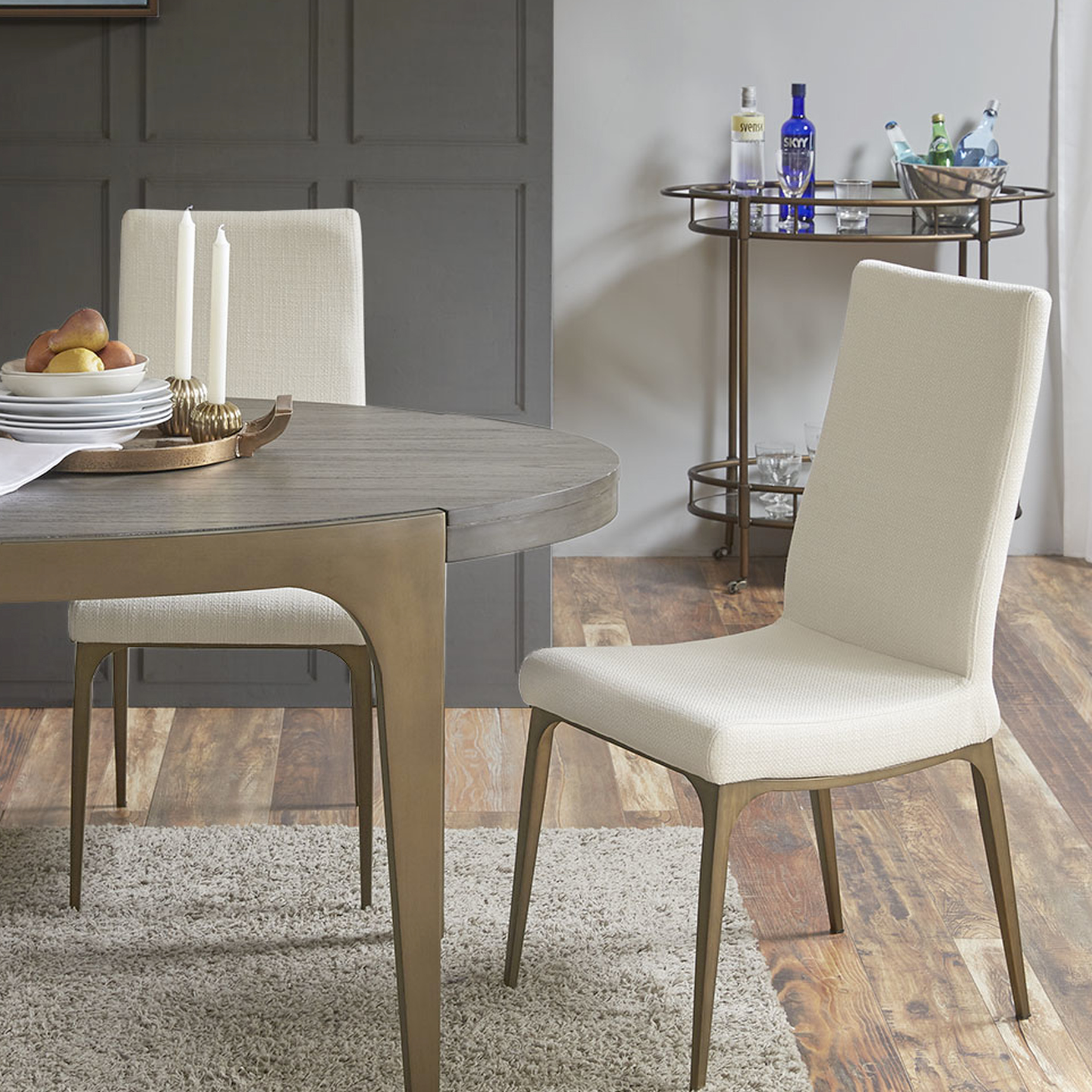 Dining Chairs ( Of 2) - Cream Upholstery, Bronze Metal Frames, 300 Lbs ...