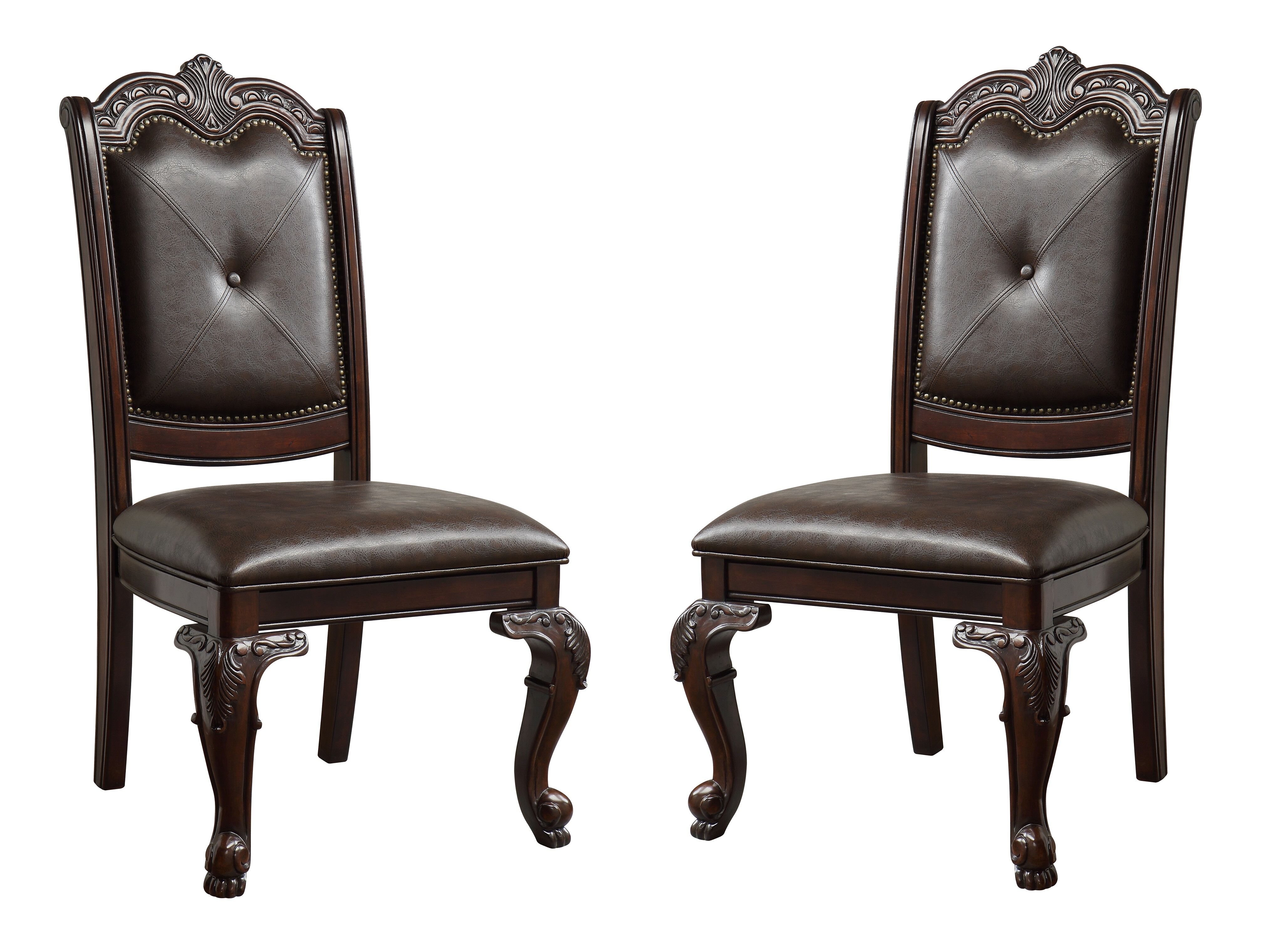 Dining Chairs 2pc Chairs Beautifully Detailed Frames Luxurious Faux ...