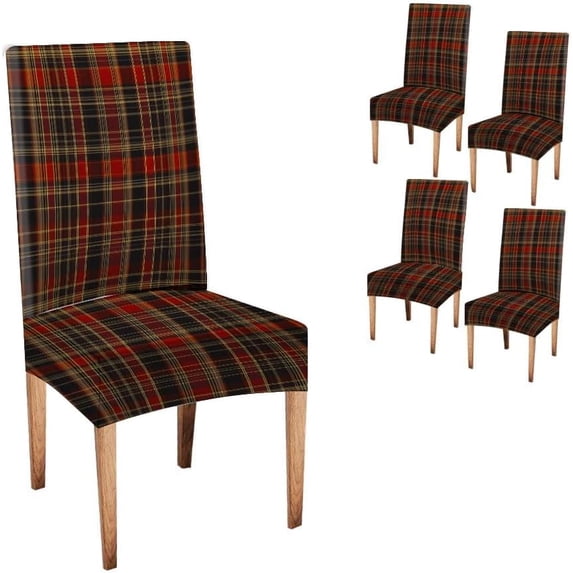 Dining Chairs 4,Christmas Plaid Stretch Kitchen Chair Cover,Soft ...