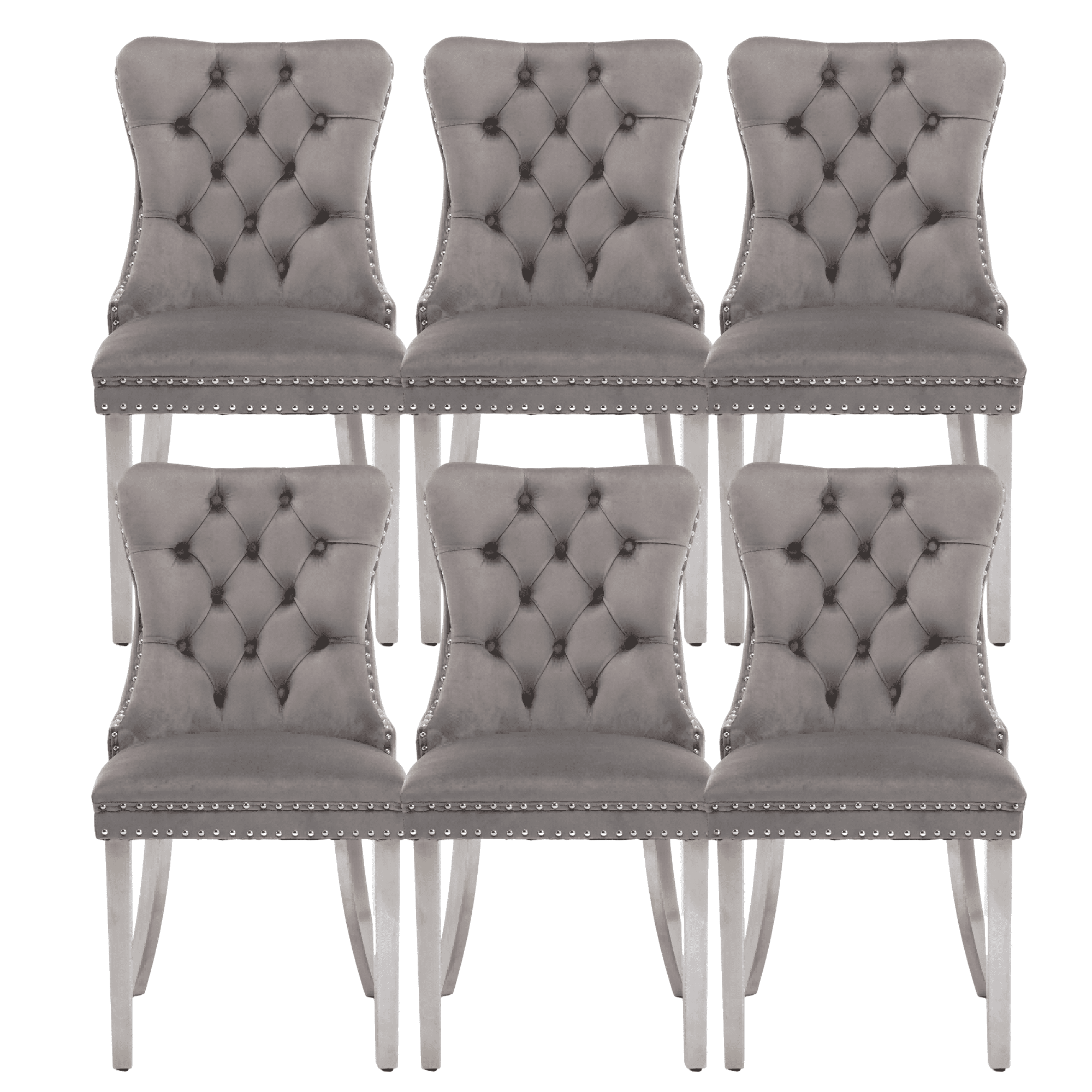 Velvet Dining Chairs with Nailhead Trim, Chrome-plated Legs, Back Ring ...