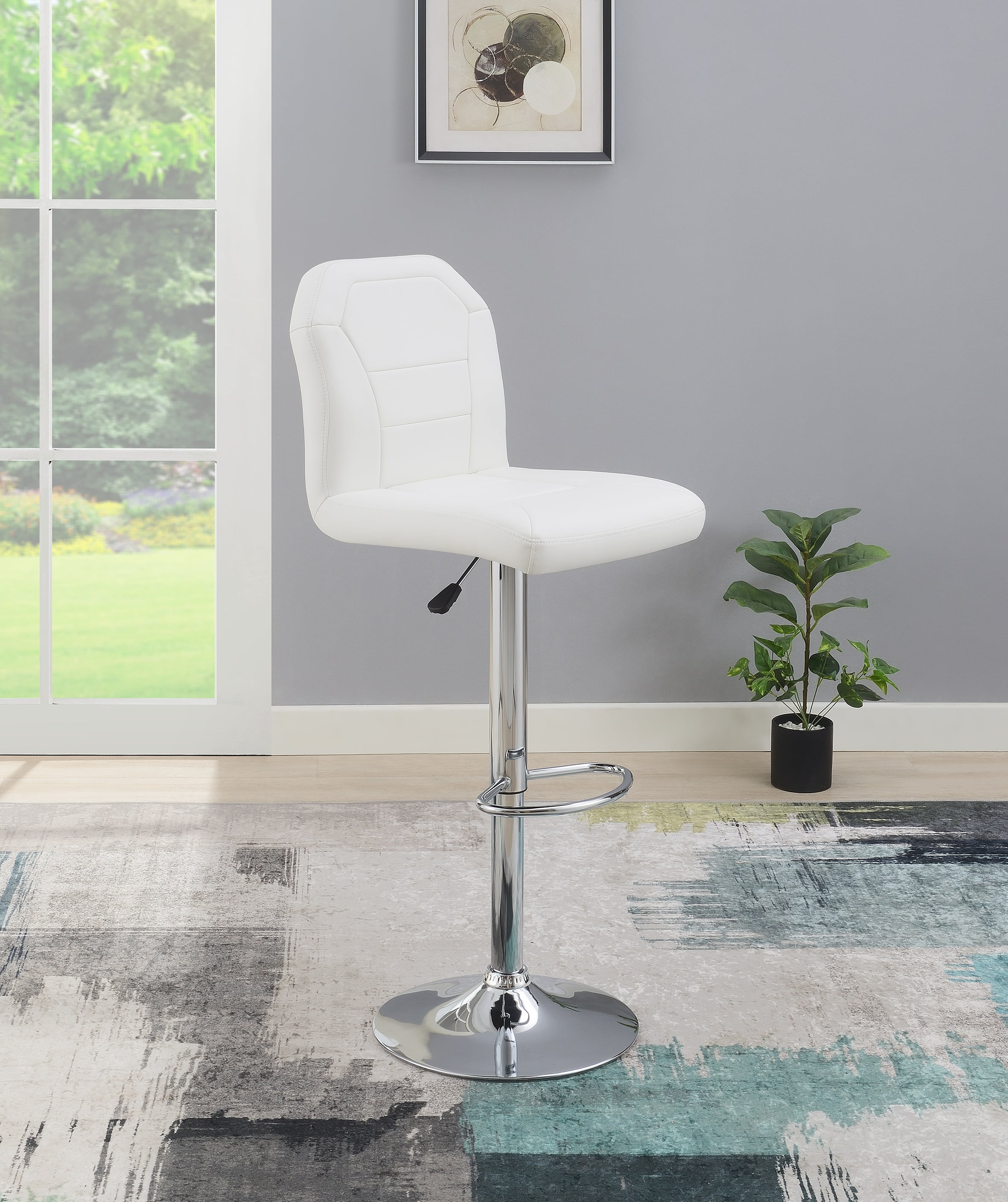 Dining Chairs Adjustable Bar stool Chair White Faux Leather Clean Lines ...