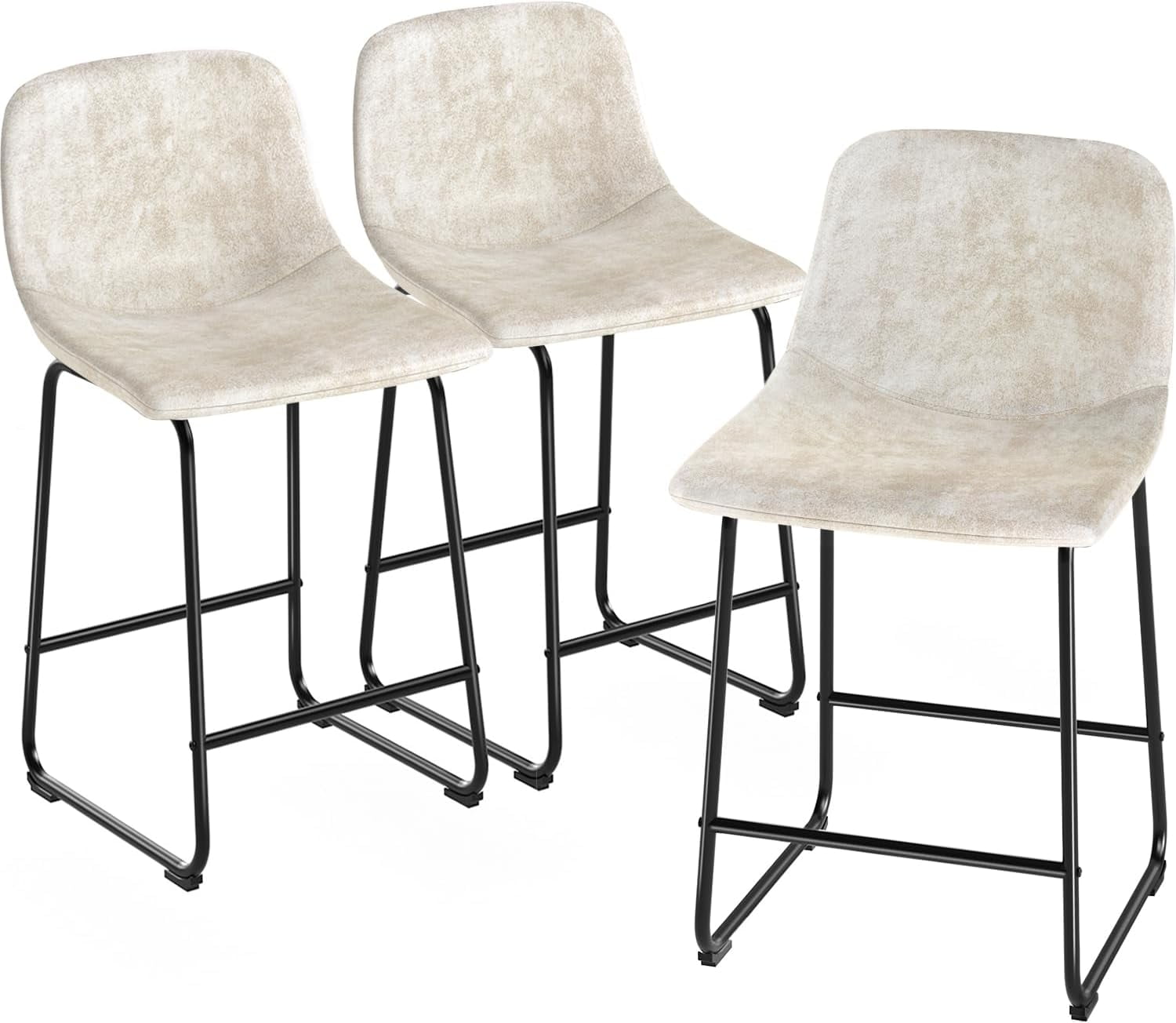 Dining Chairs Armless Counter Height Stools with Back Hold up to 500 ...