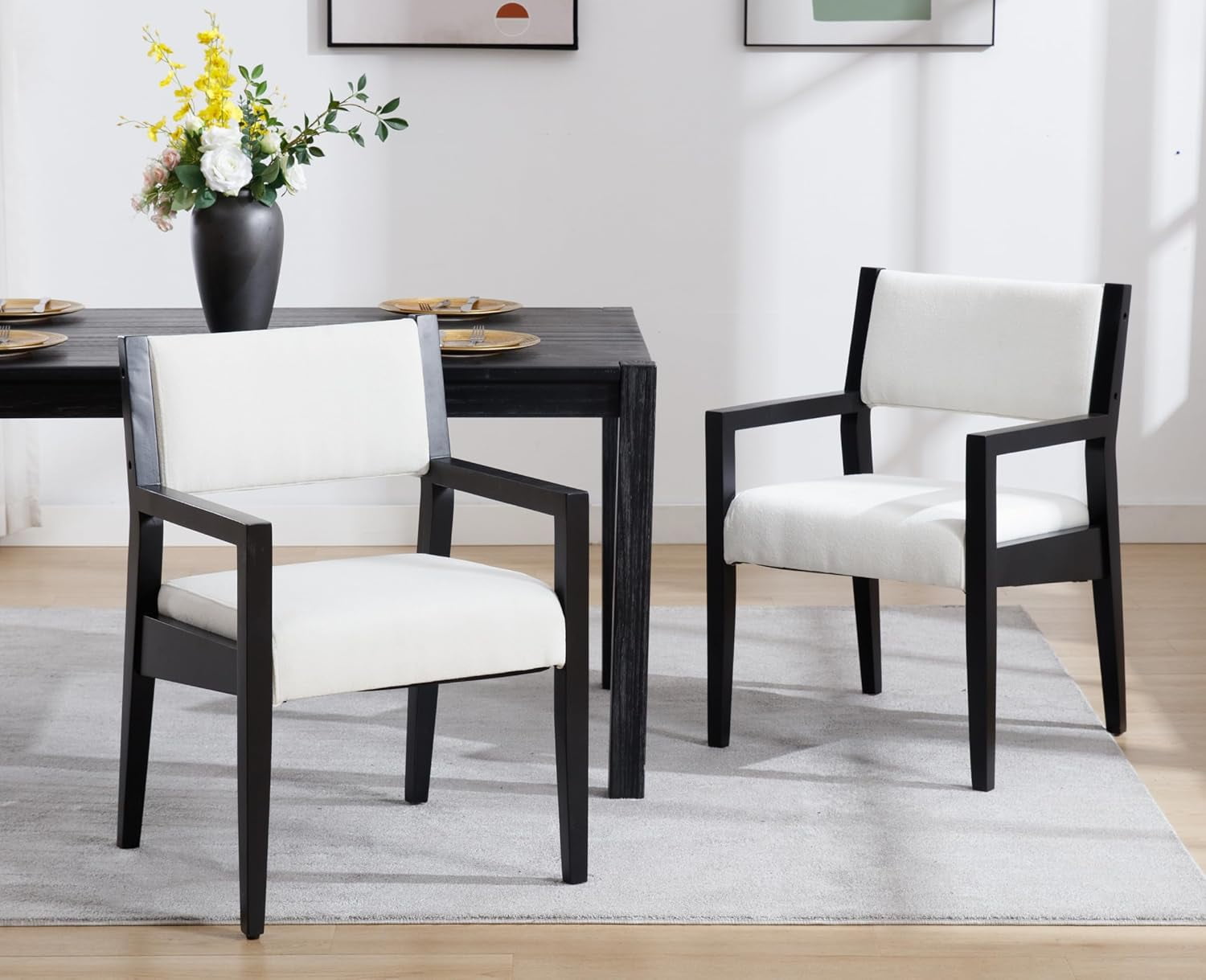 Dining Chairs with Arms Mid Century Dining Room Chairs with Natural ...