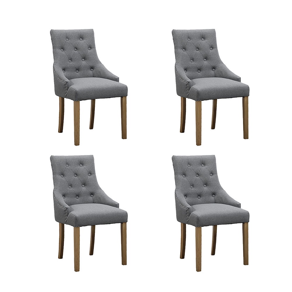 Dining Chairs with Arms set of 4,Padded Studded Dining Armchairs with ...