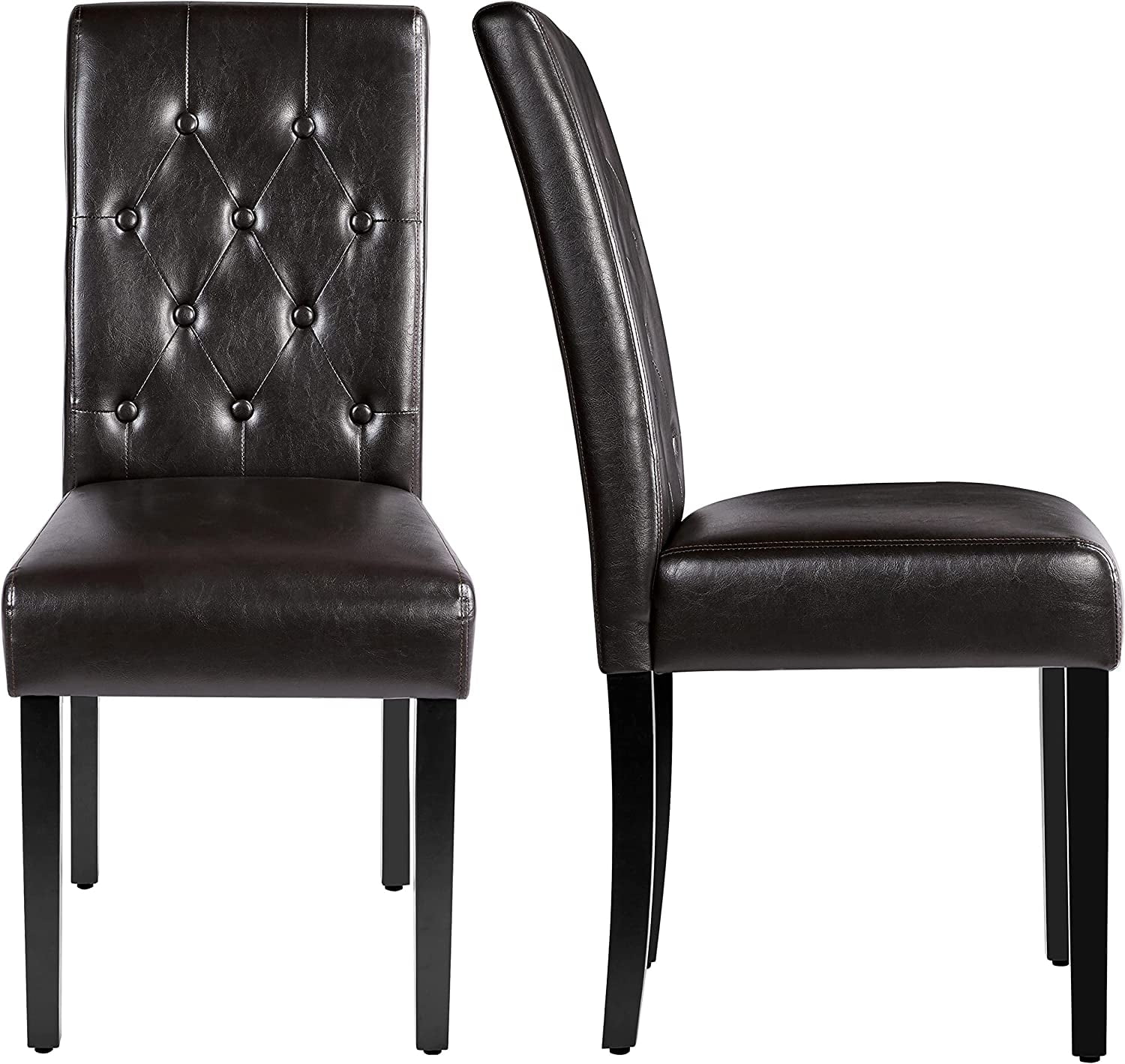 Dining Chairs Button Tufted Dining Chairs Leather Dining Room Chairs ...