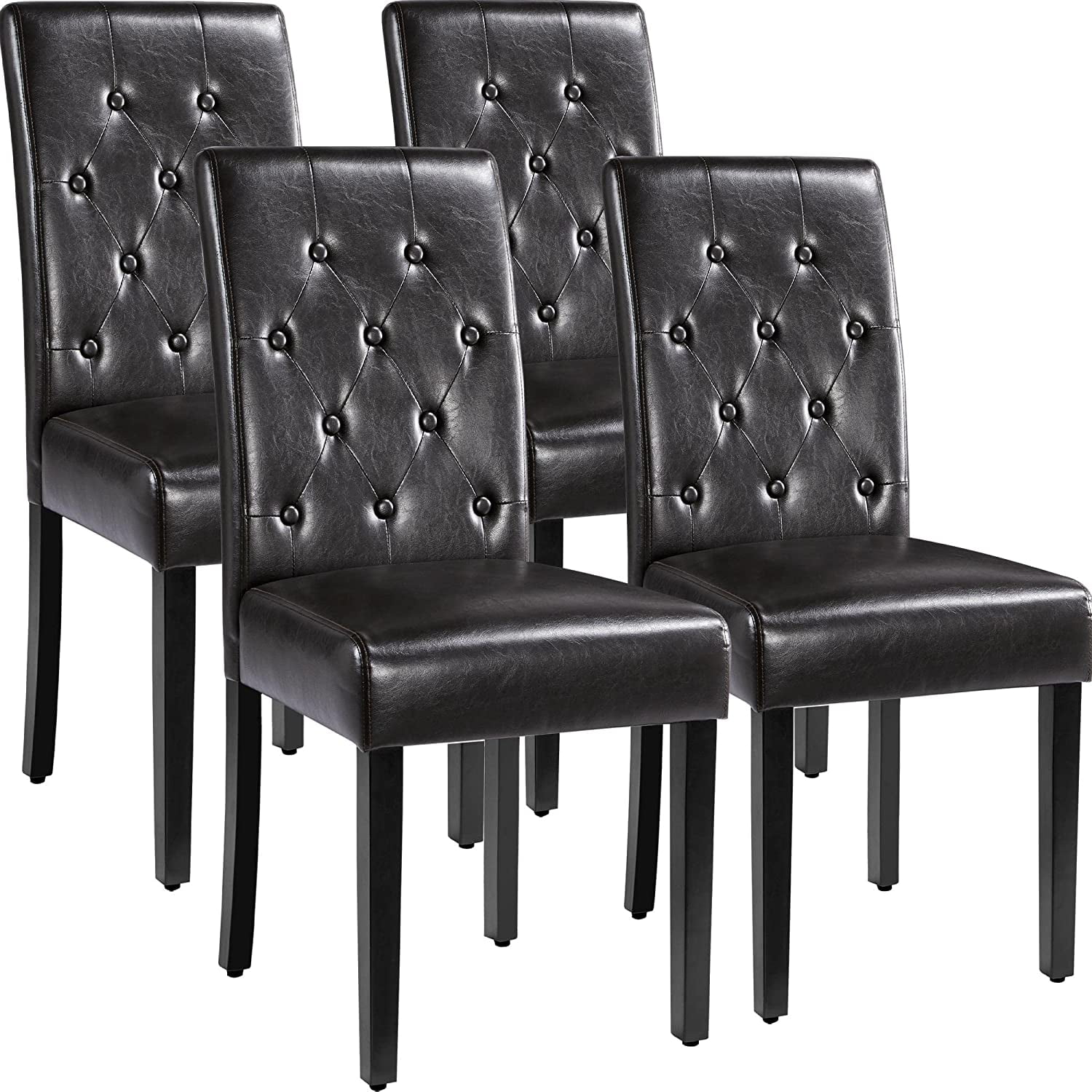 Dining Chairs Button Tufted Dining Chairs Leather Dining Room Chairs ...