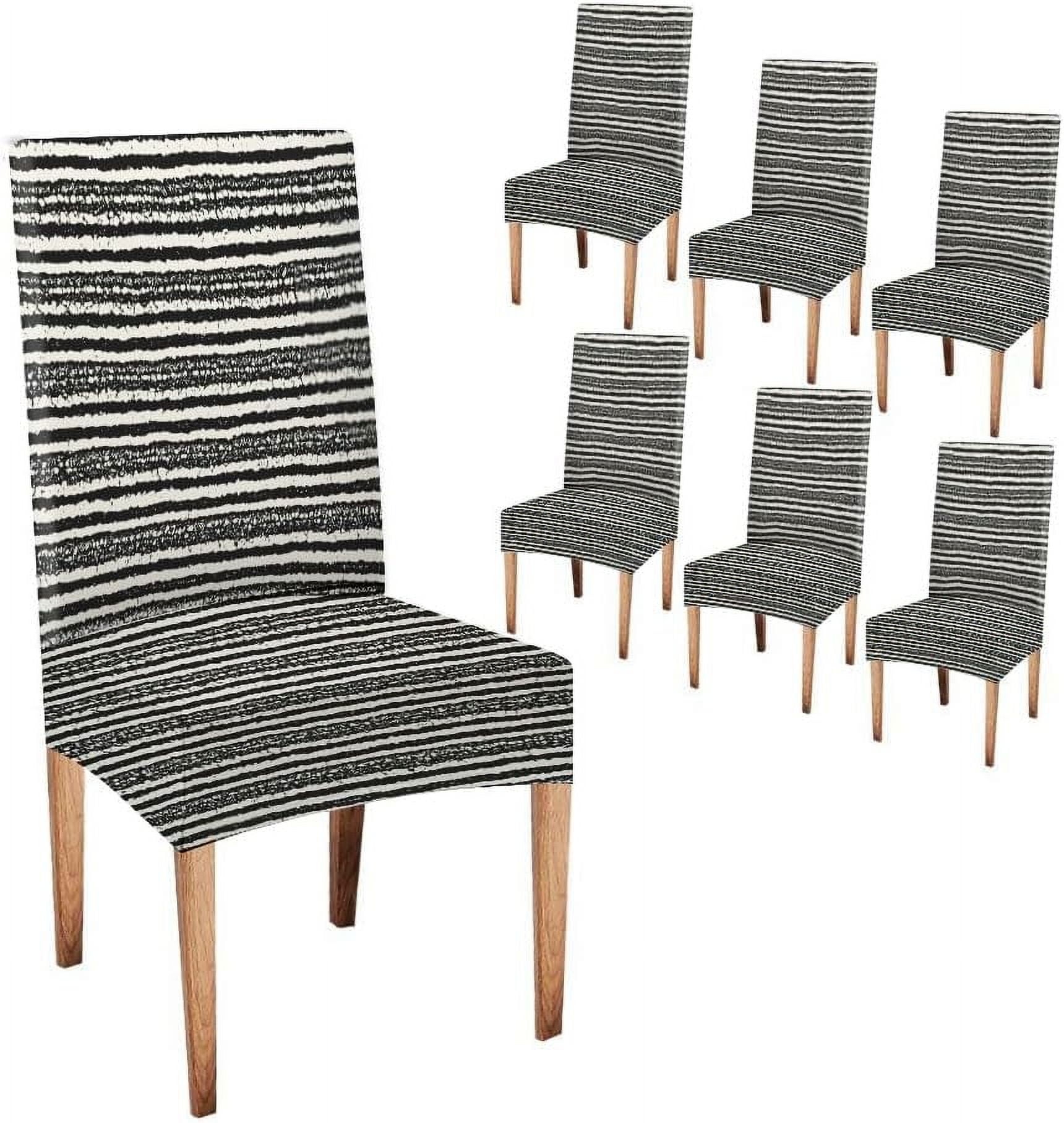 Dining Chairs Covers Abstract Black Dye Fabric Slipcover Chair Cover ...