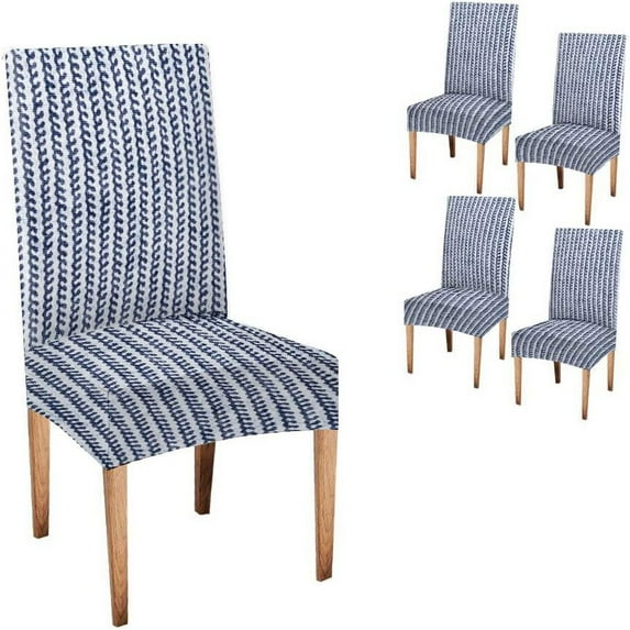 Dining Chairs Covers Set of 4, Abstract Blue Flexible Slipcovers Cover ...