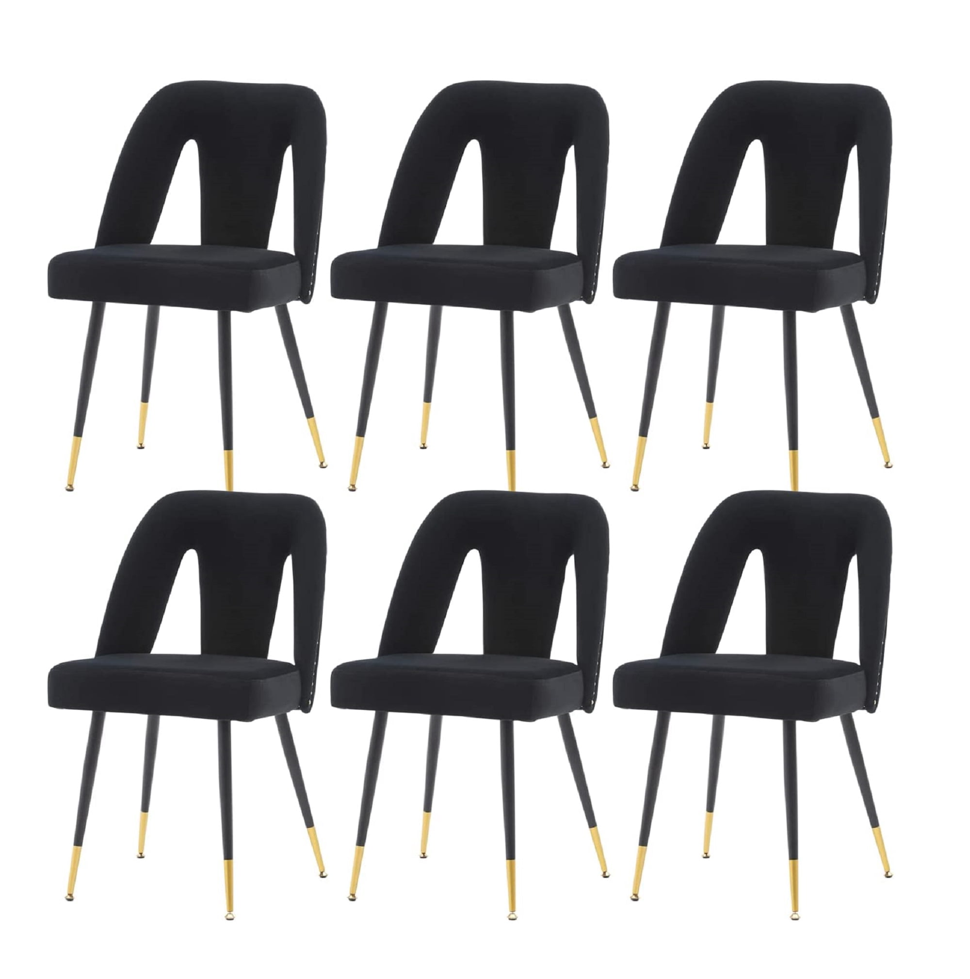 Rhomtree Dining Chairs, Velvet Upholstered Cushioned Seat, Metal Legs ...