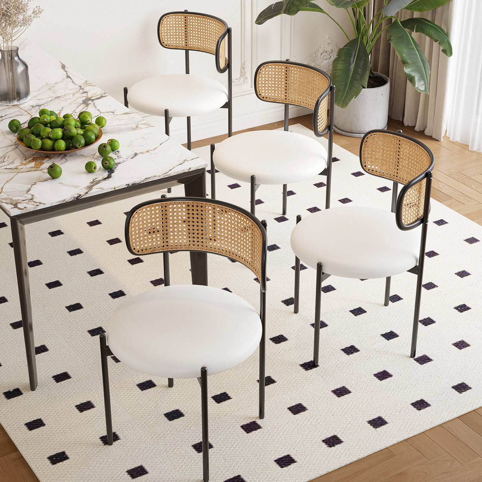 Dining Chairs Dining Chairs Set of 4, PU Leather Upholstered Seat with ...