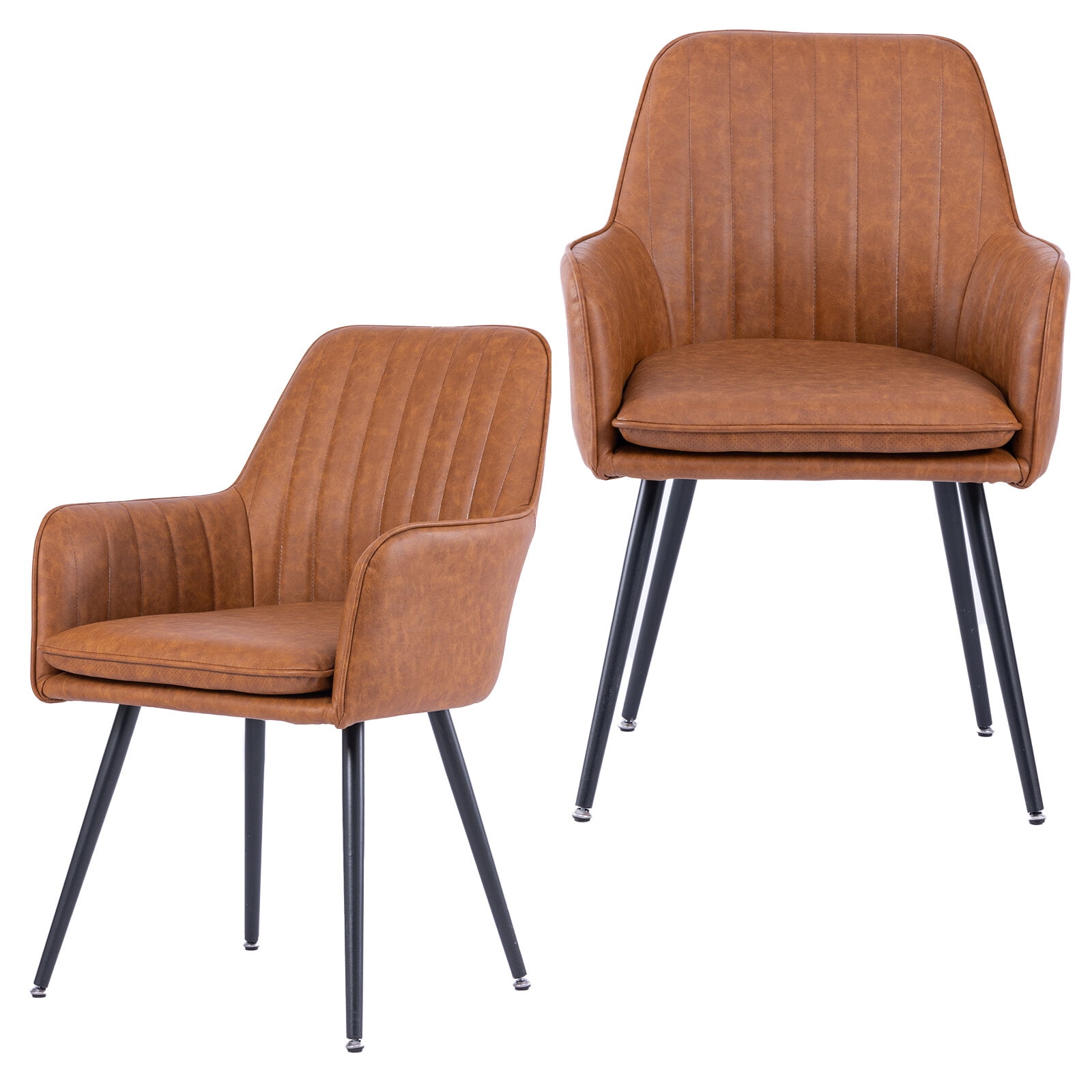 Dining Chairs Faux Leather Dining Chair Set of 2 - Modern Mid-Back ...