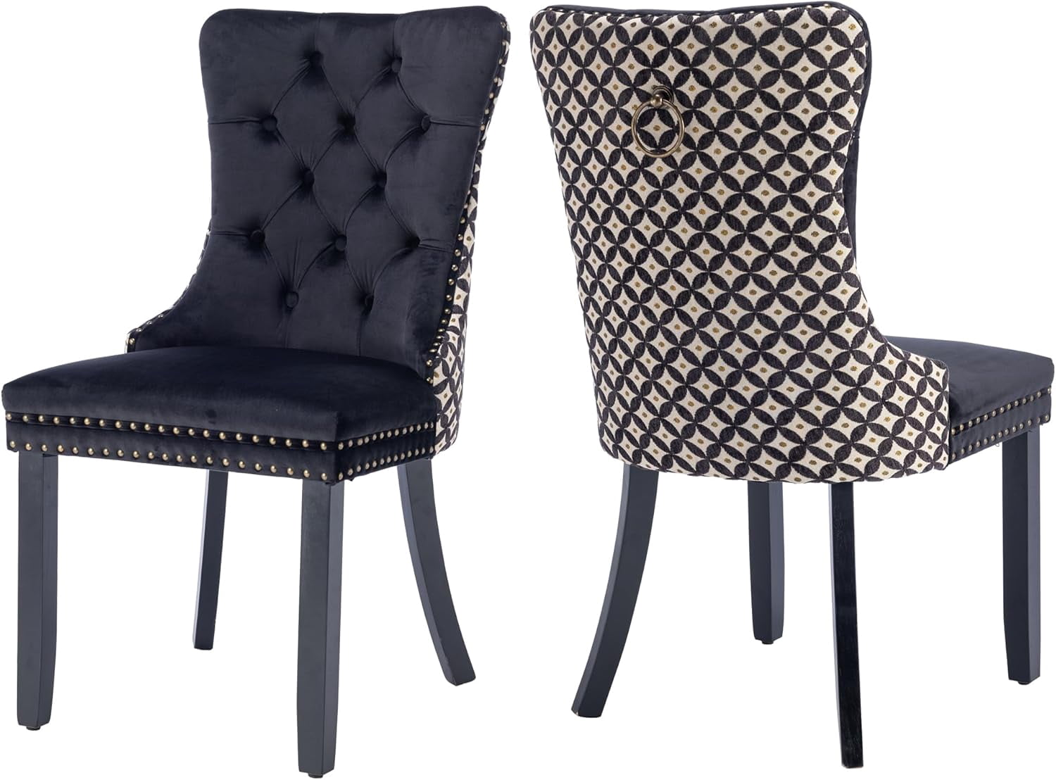 Dining Chairs Faux Leather Upholstered Tufted Dining Room Chairs with ...