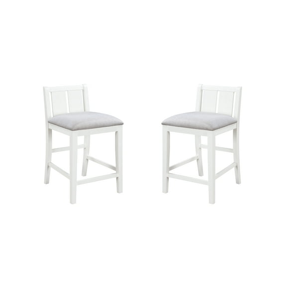 Dining Chairs Graham Set of 2 White Finish Upholstered Seat 20" Counter ...