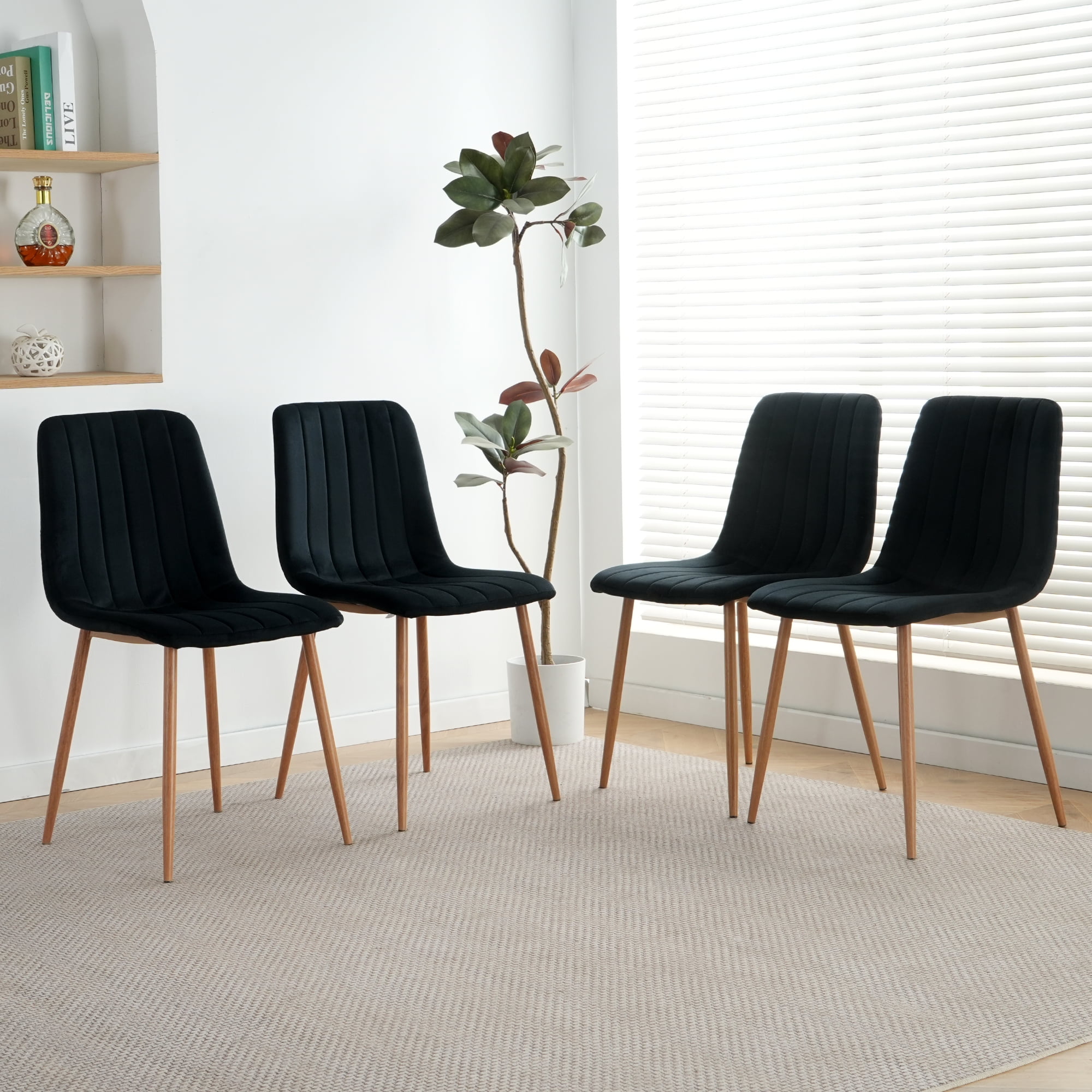 Dining Chairs Indoor black velvet dining chair, modern kitchen dining ...